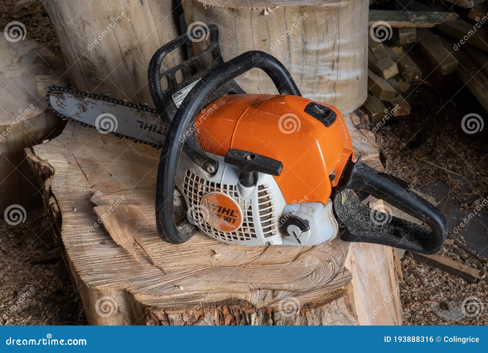 Stihl MS181 chainsaw editorial photo. Image of easy - 193888316