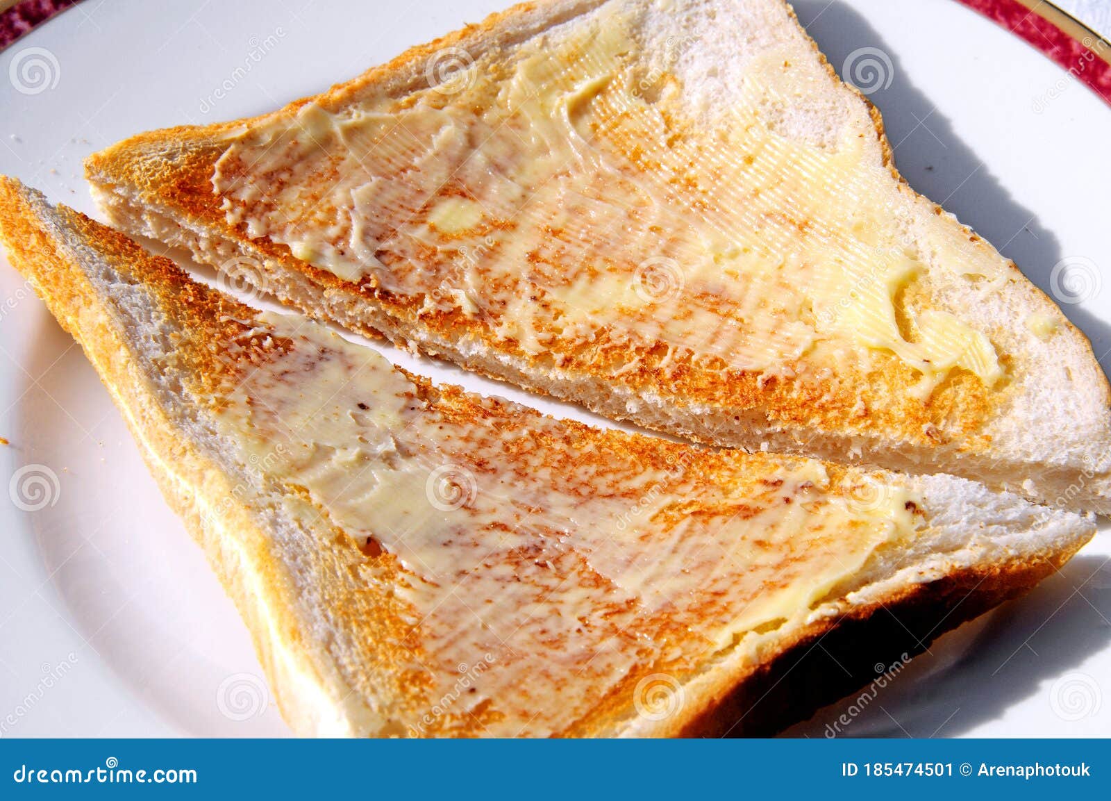 Buttered white toast. stock image. Image of butter, dinner - 185474501