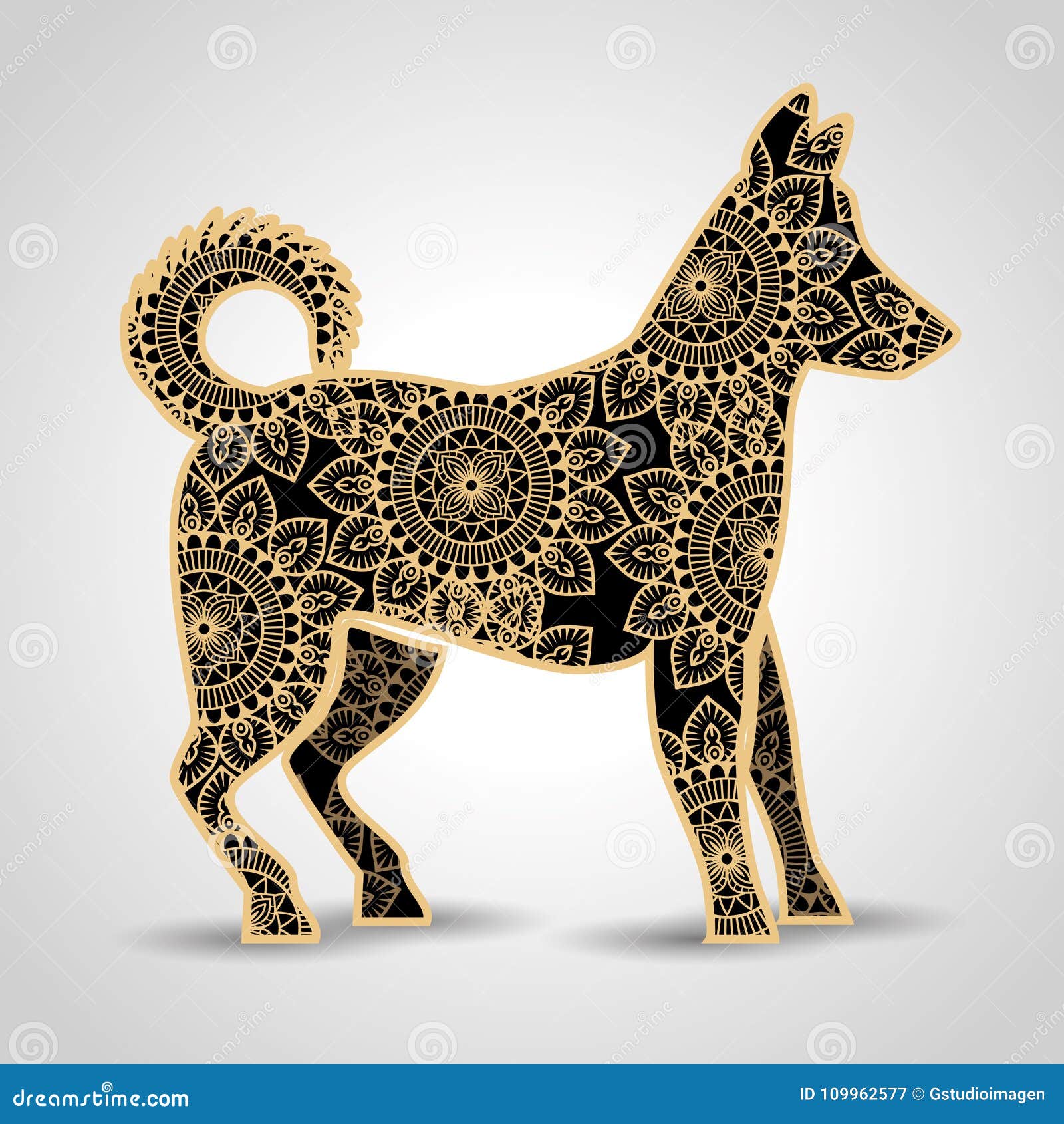 Stile Di Boho Della Mandala Del Cane Illustrazione Vettoriale ...