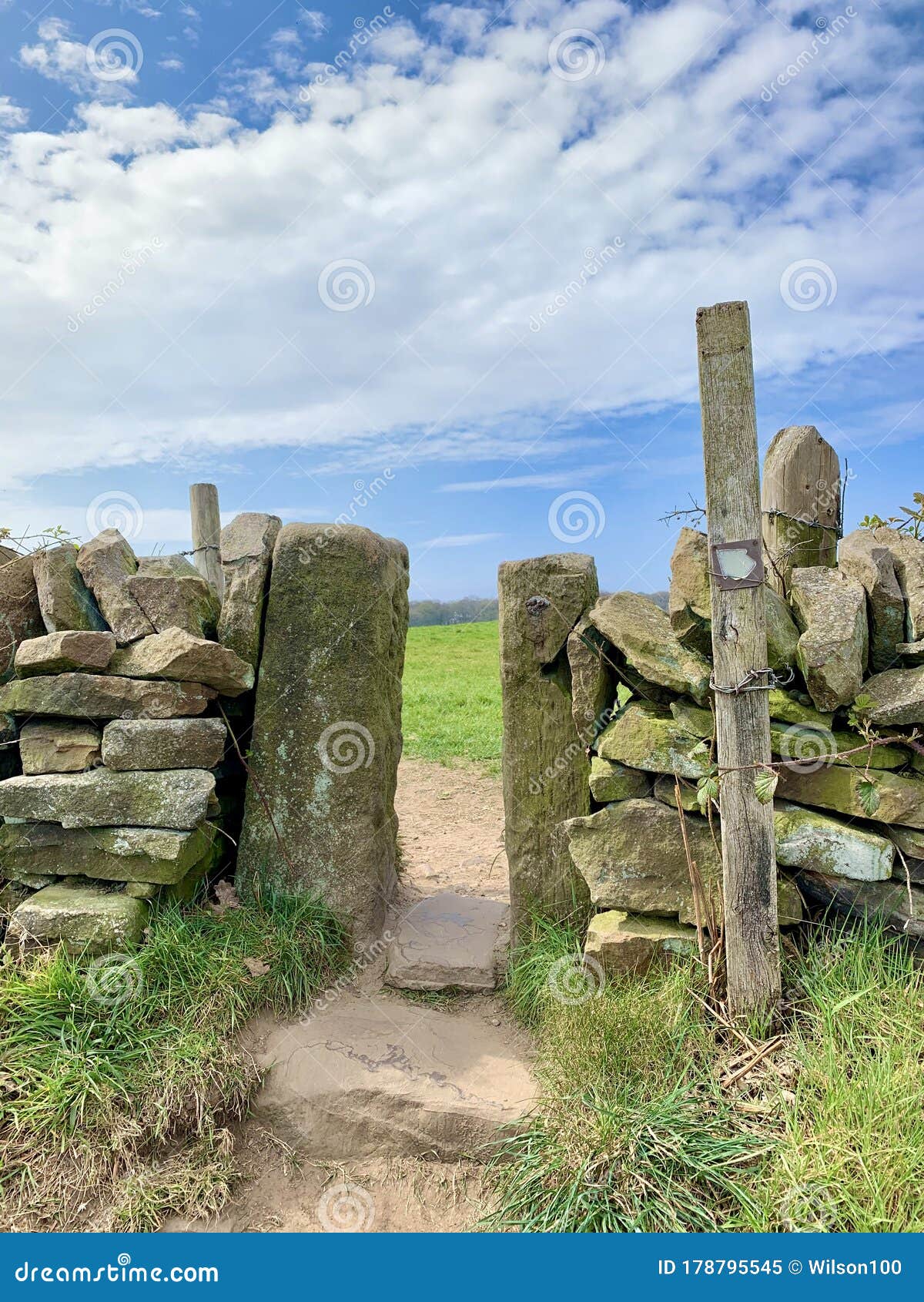 Country path with Stile stock image. Image of footpath - 178795545