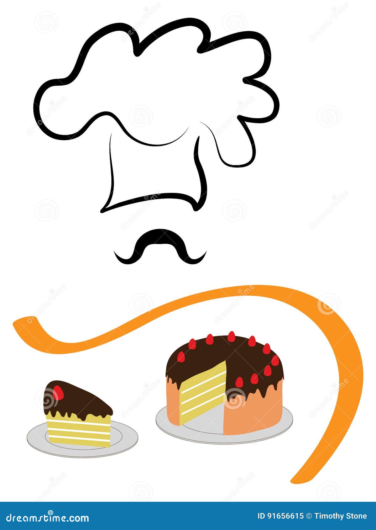 Stiliserad Kockhatt Och Kaka Stock Illustrationer - Illustration av ...