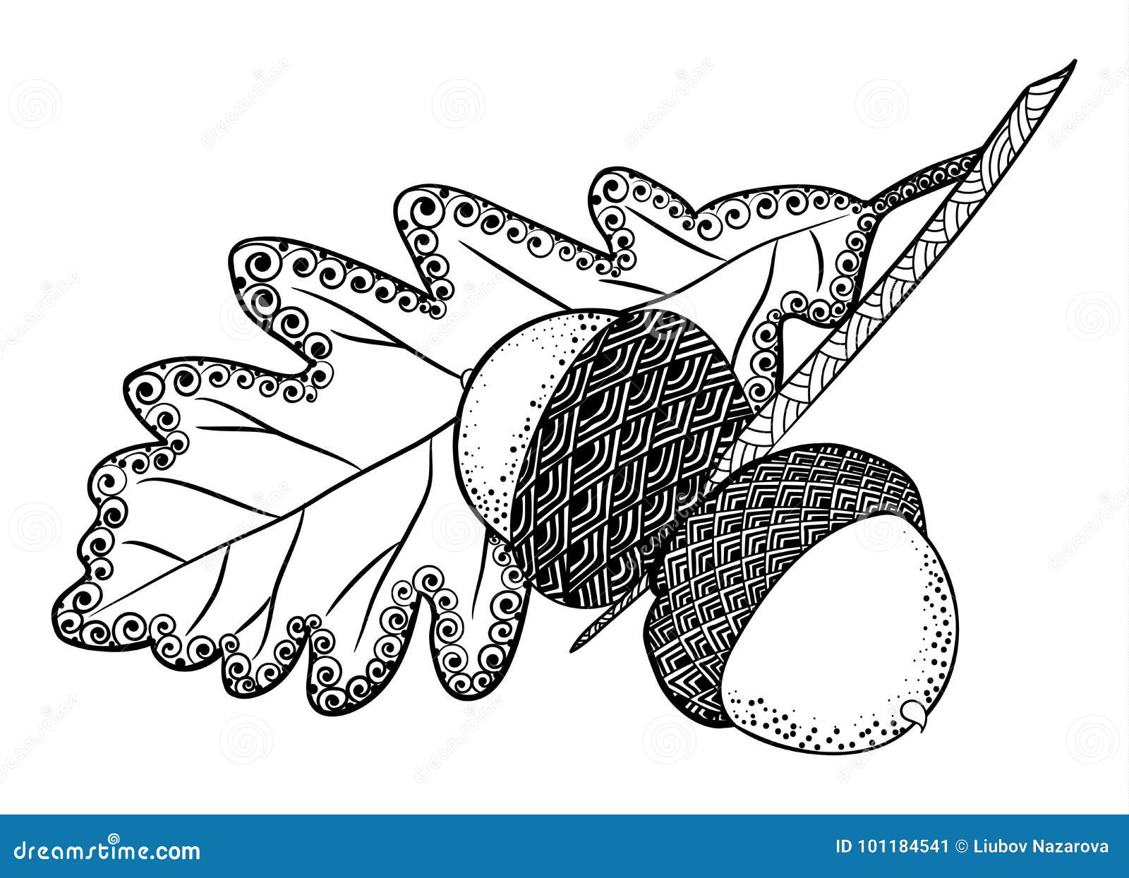 Stilisierte Eicheln Und Eichenblatt Vektor Abbildung - Illustration von ...