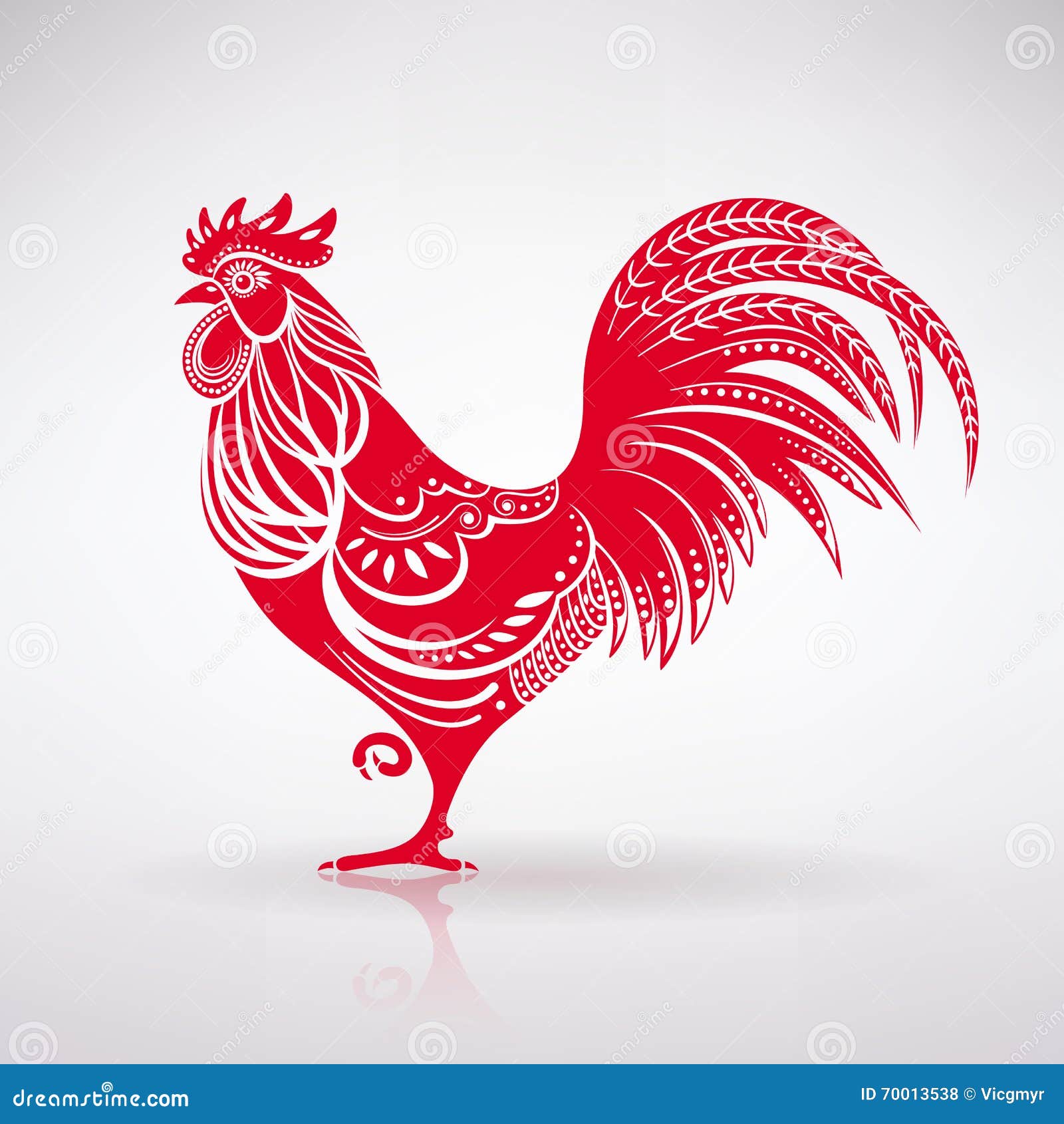 Stilisierter roter Hahn vektor abbildung. Illustration von dekoration ...