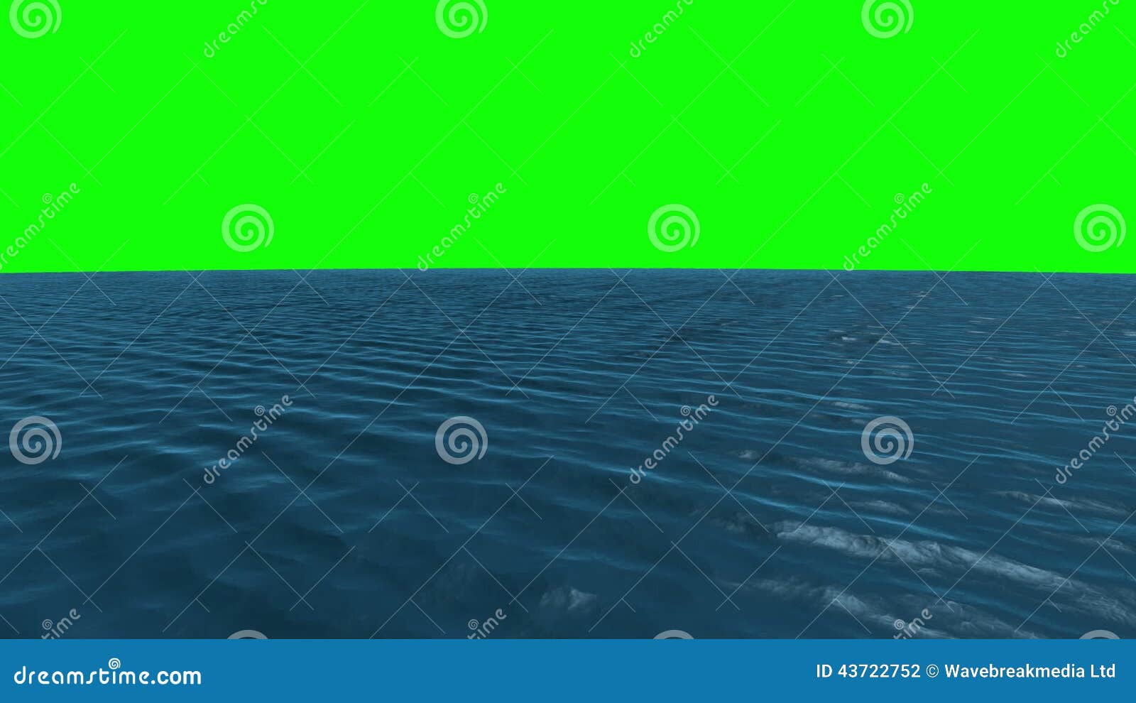 Still Blue Ocean Under Green Screen Sky Stock Footage - Video of water ...