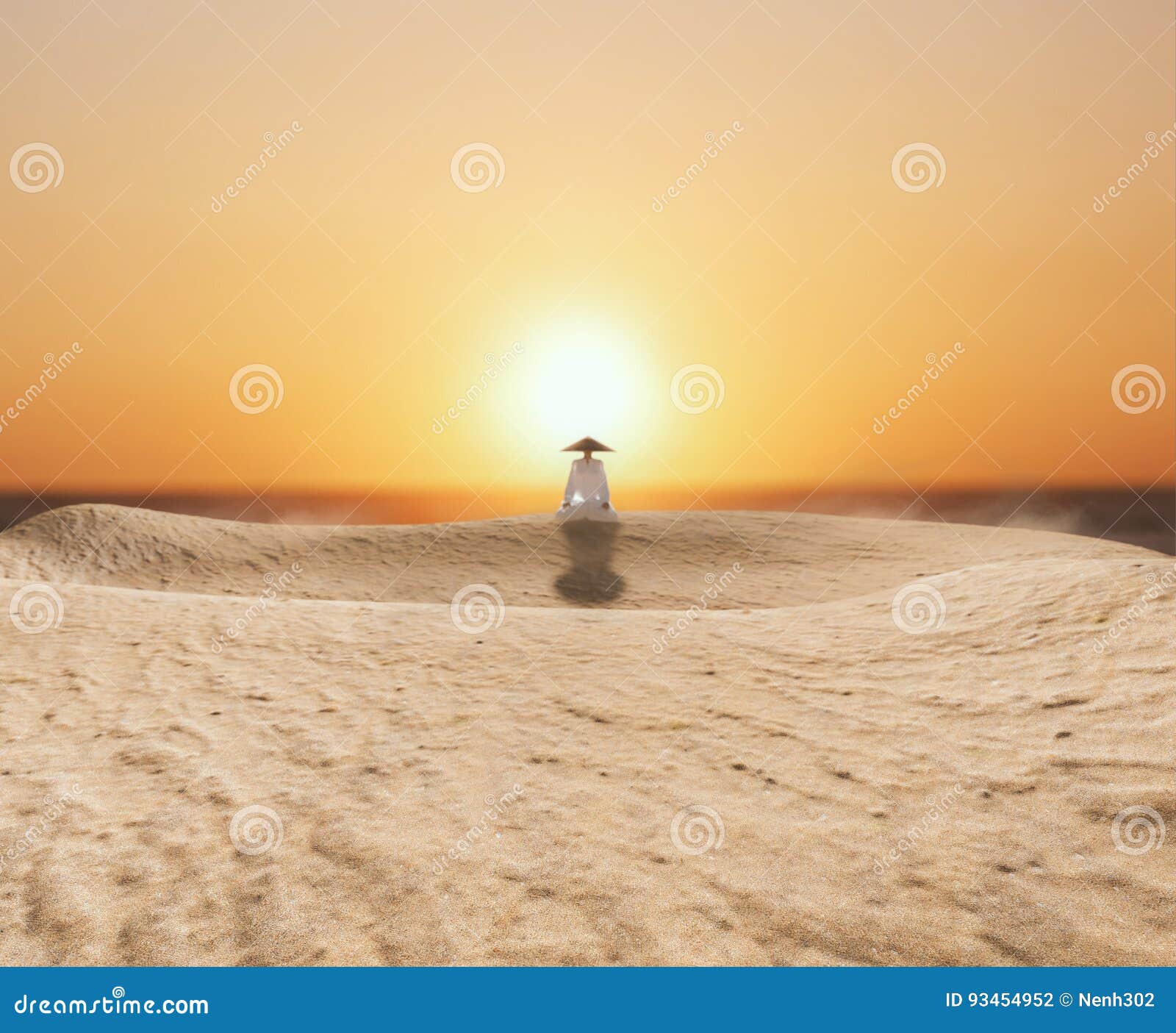 Zen Master Meditating in the Desert Stock Photo - Image of health ...
