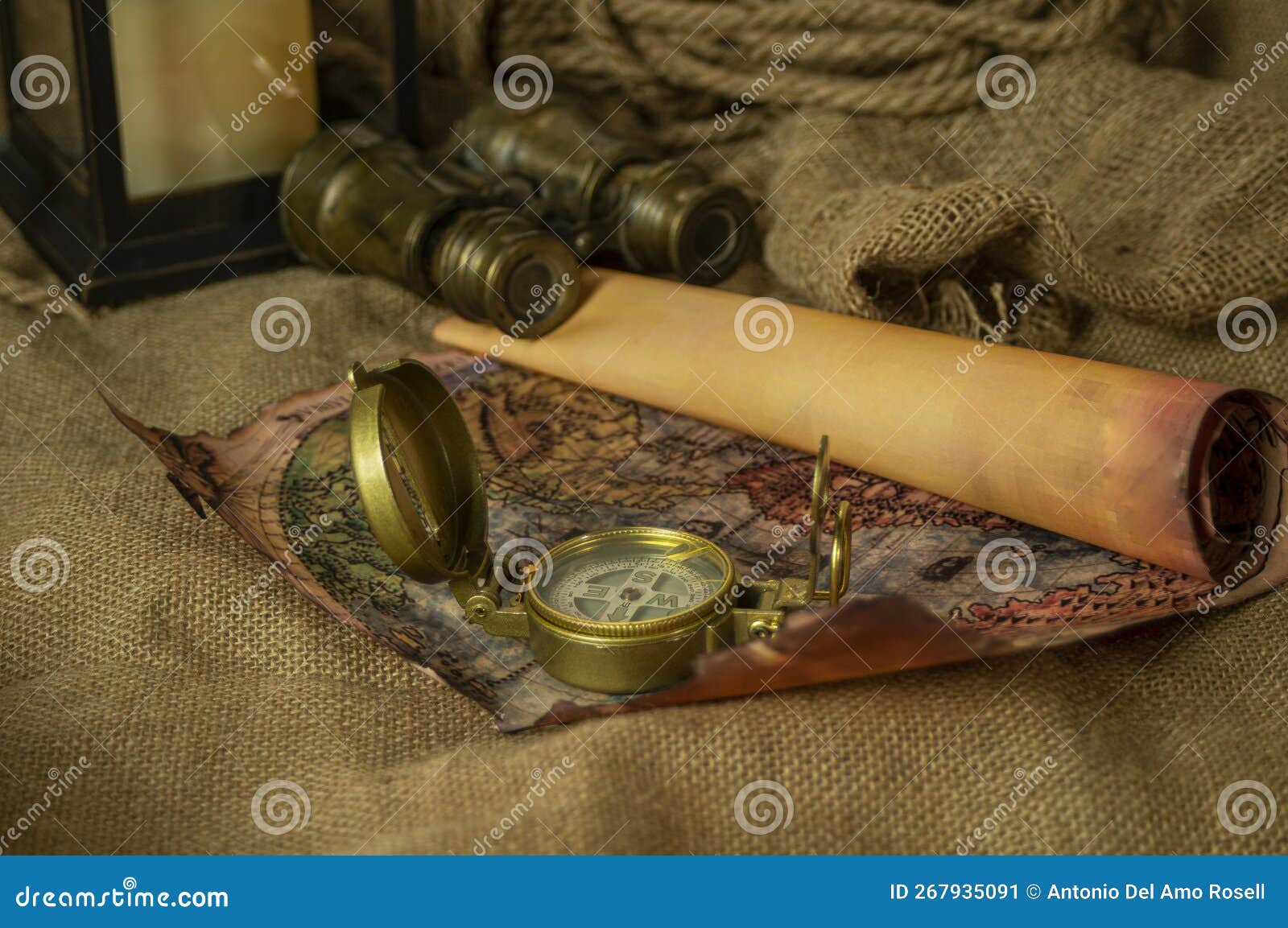 Skull and Adventure Objects for Exploration Stock Image - Image of ...