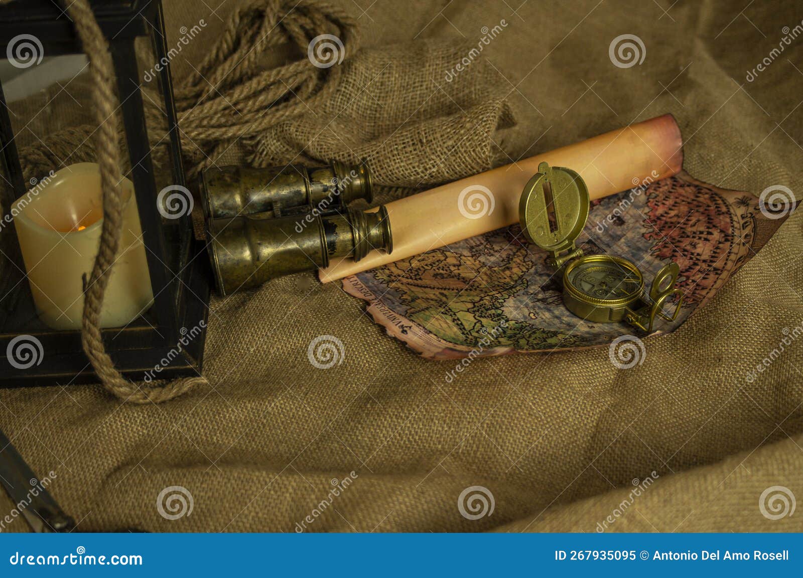 Skull and Adventure Objects for Exploration Stock Image - Image of flat ...