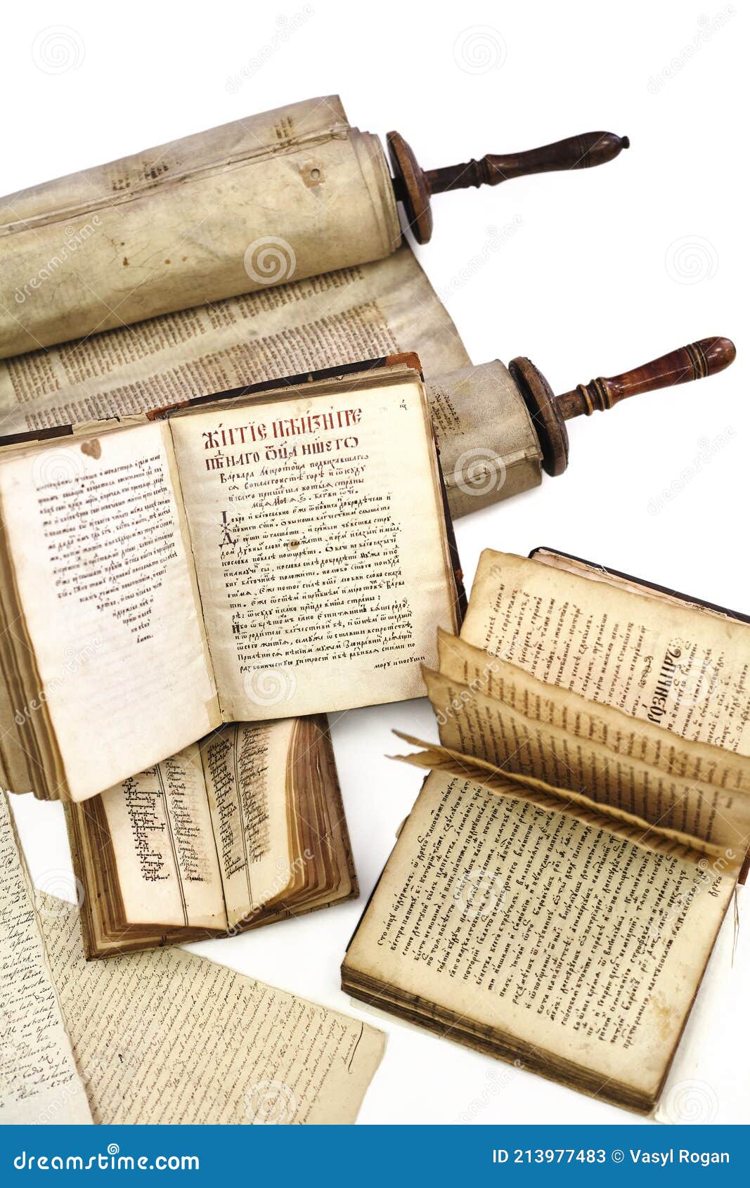 Still Life with Ancient Books. Old Religious Slavonic Books with ...