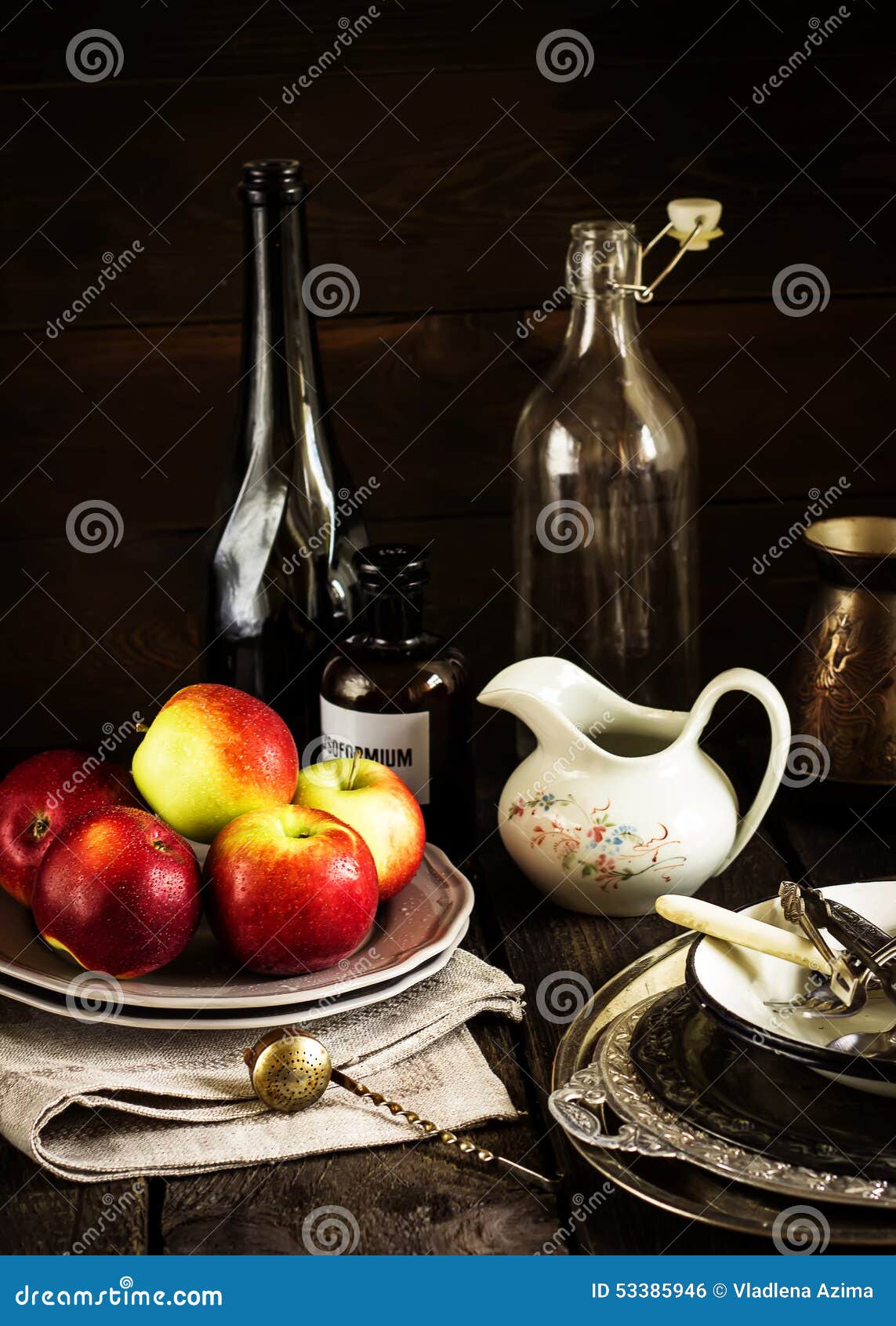 Still life with apples. stock photo. Image of juicy, rustic - 53385946