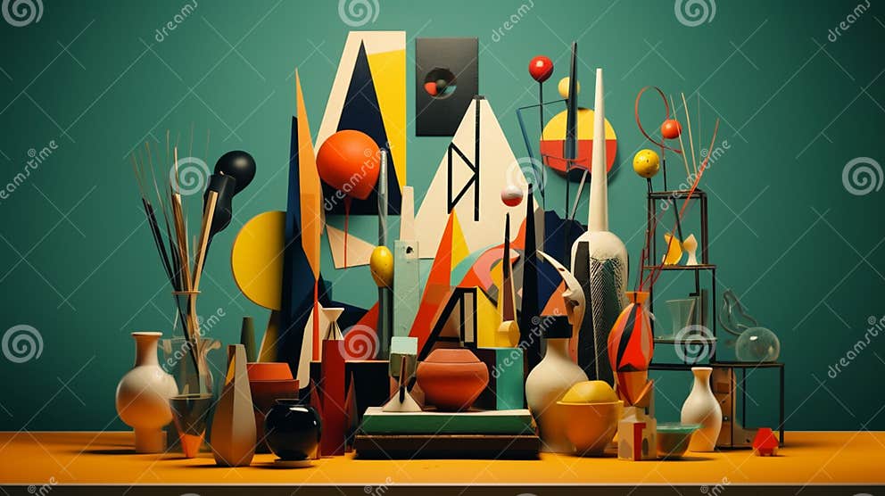A Still Life Arrangement of Objects Transformed into a Cubist ...