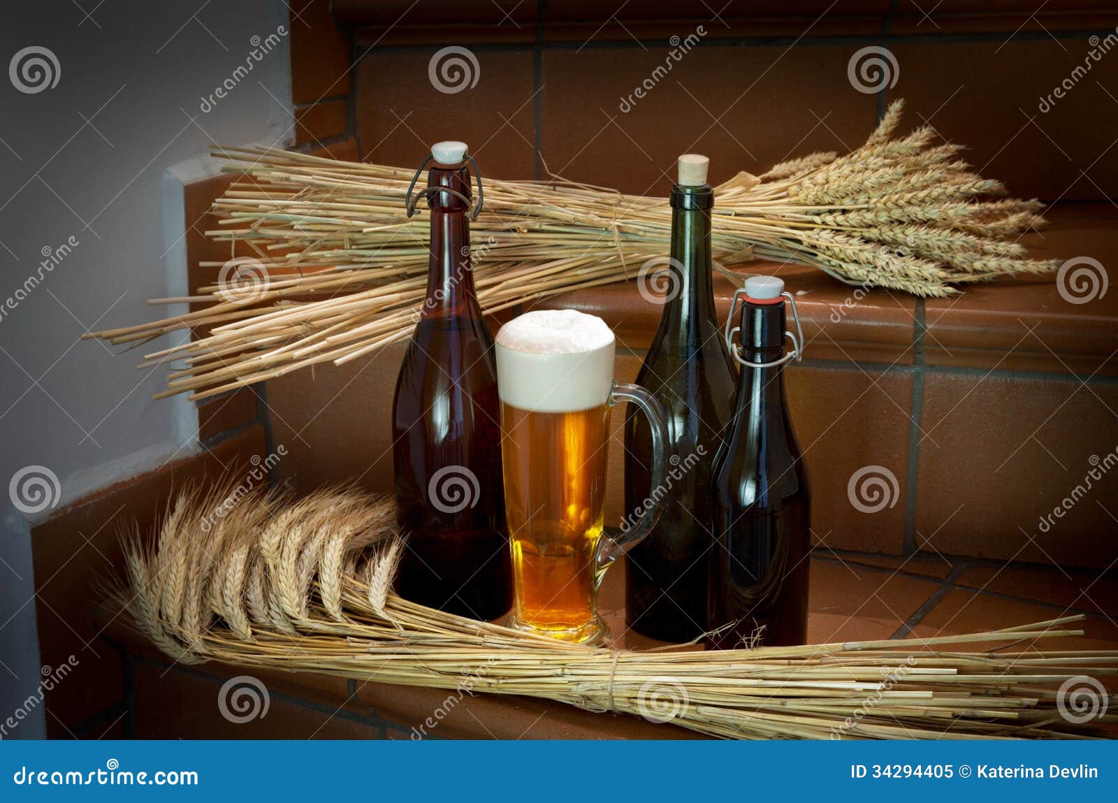 Still Life with Beer Bottles Stock Image - Image of herbaceous, bitter ...