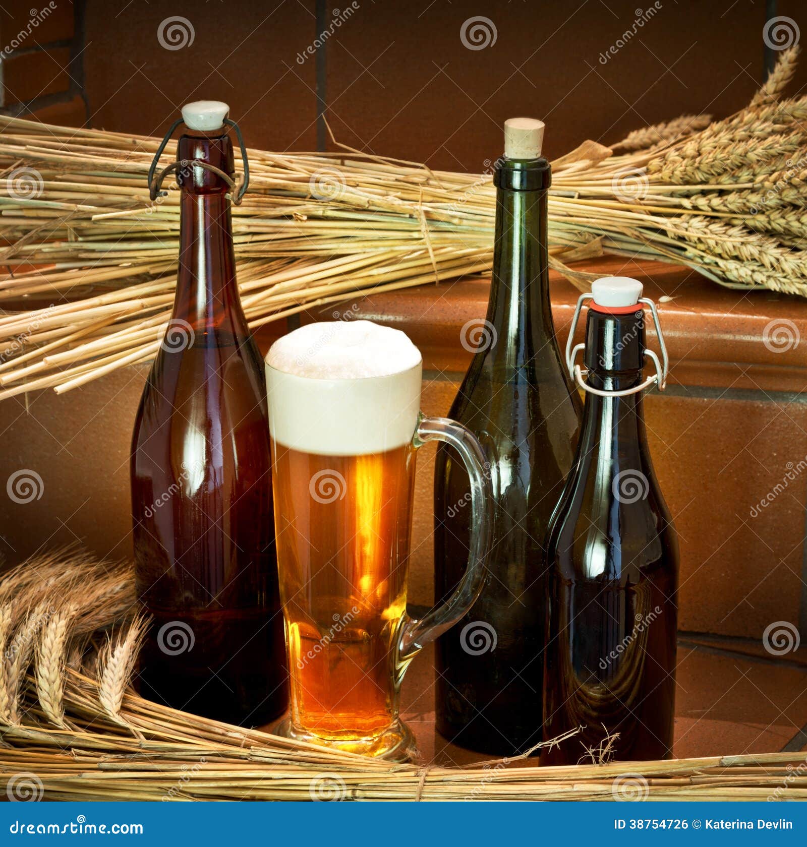 Still Life with Beer Bottles Stock Photo - Image of cereal, brewery ...