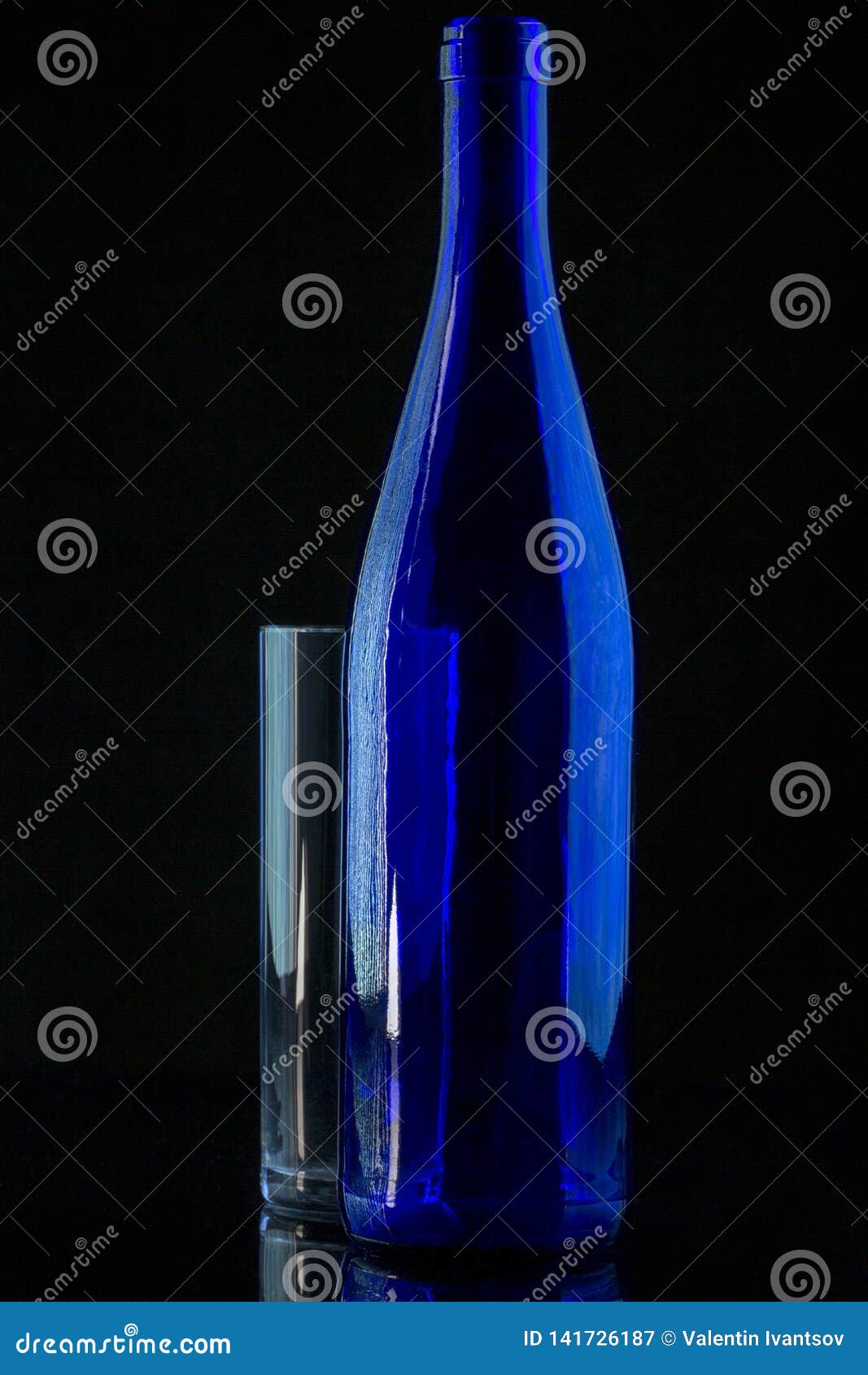 Still Life with a Blue Bottle and a Glass Stock Image - Image of life ...