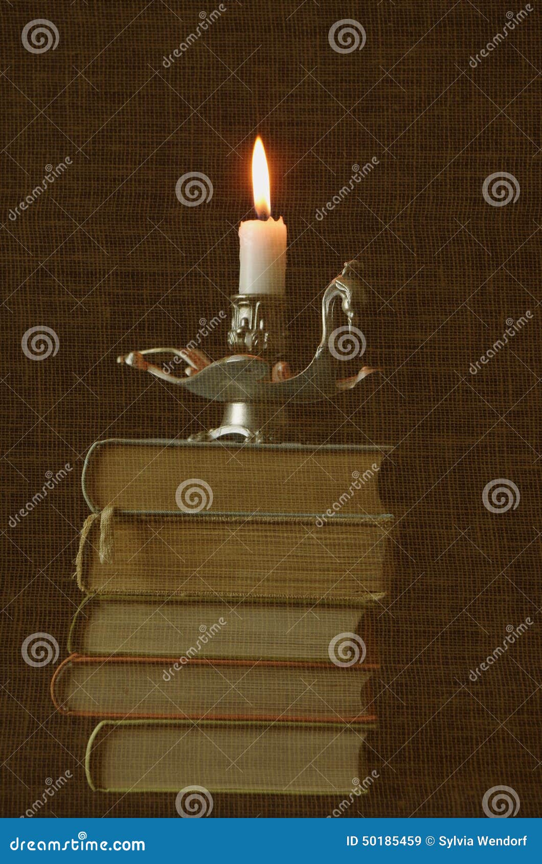 Still Life with Books and Candle Stock Image - Image of book ...