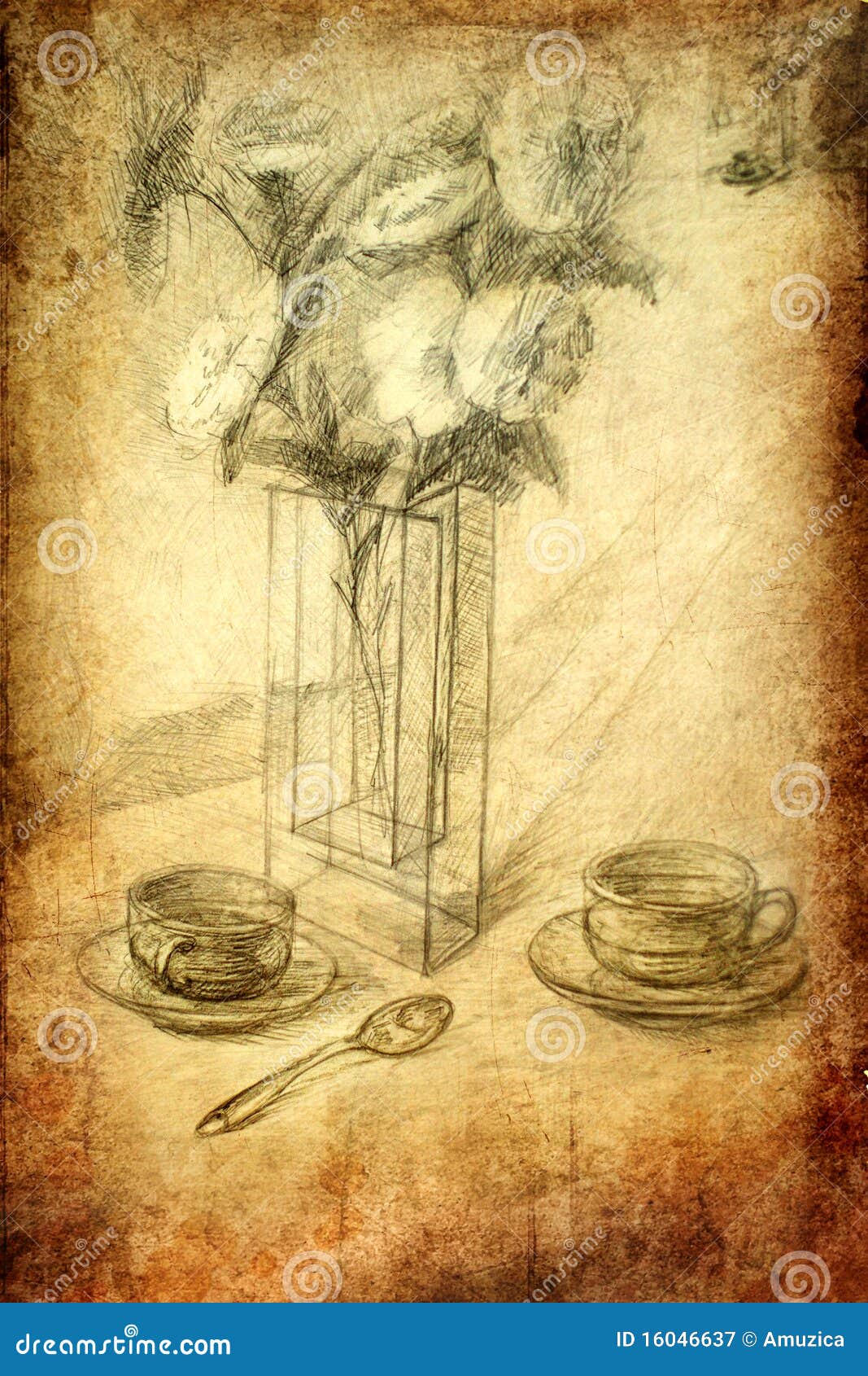 Still Life Bouquet Cups Stock Illustrations – 36 Still Life Bouquet ...