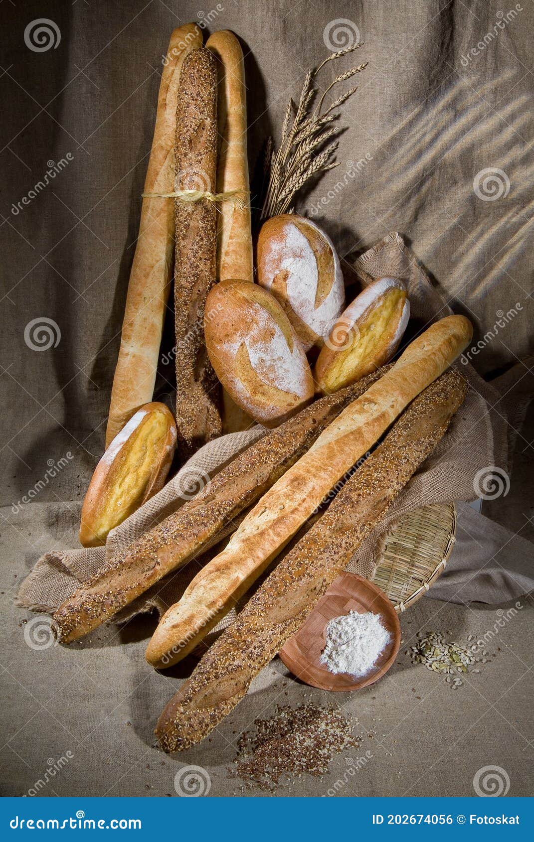 Still Life with Bread stock photo. Image of background - 202674056