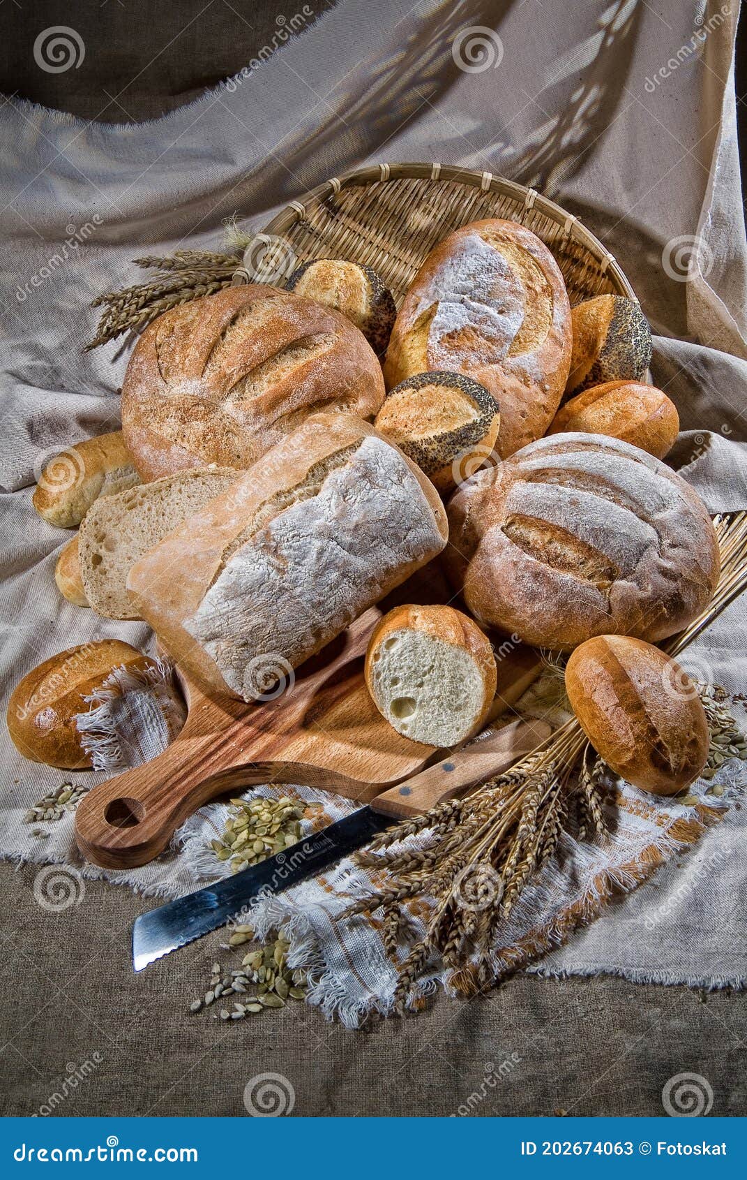 Still Life with Bread stock image. Image of ingredient - 202674063
