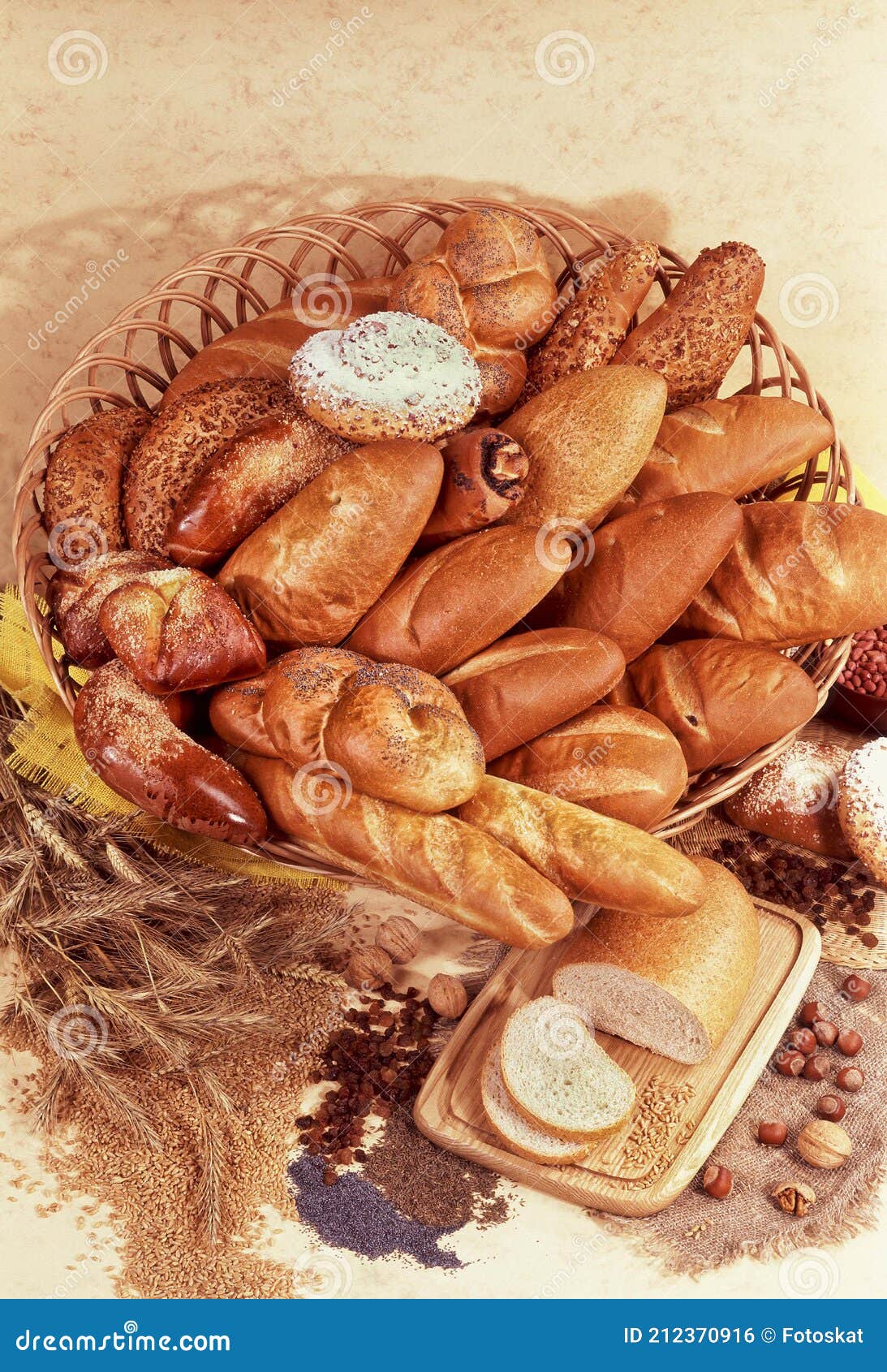 Still Life with Bread stock photo. Image of assortment - 212370916