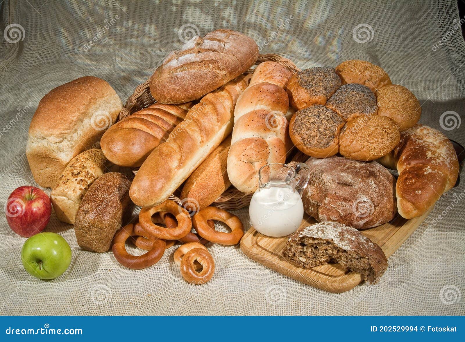 Still Life with Bread stock photo. Image of cloth, crescent - 202529994