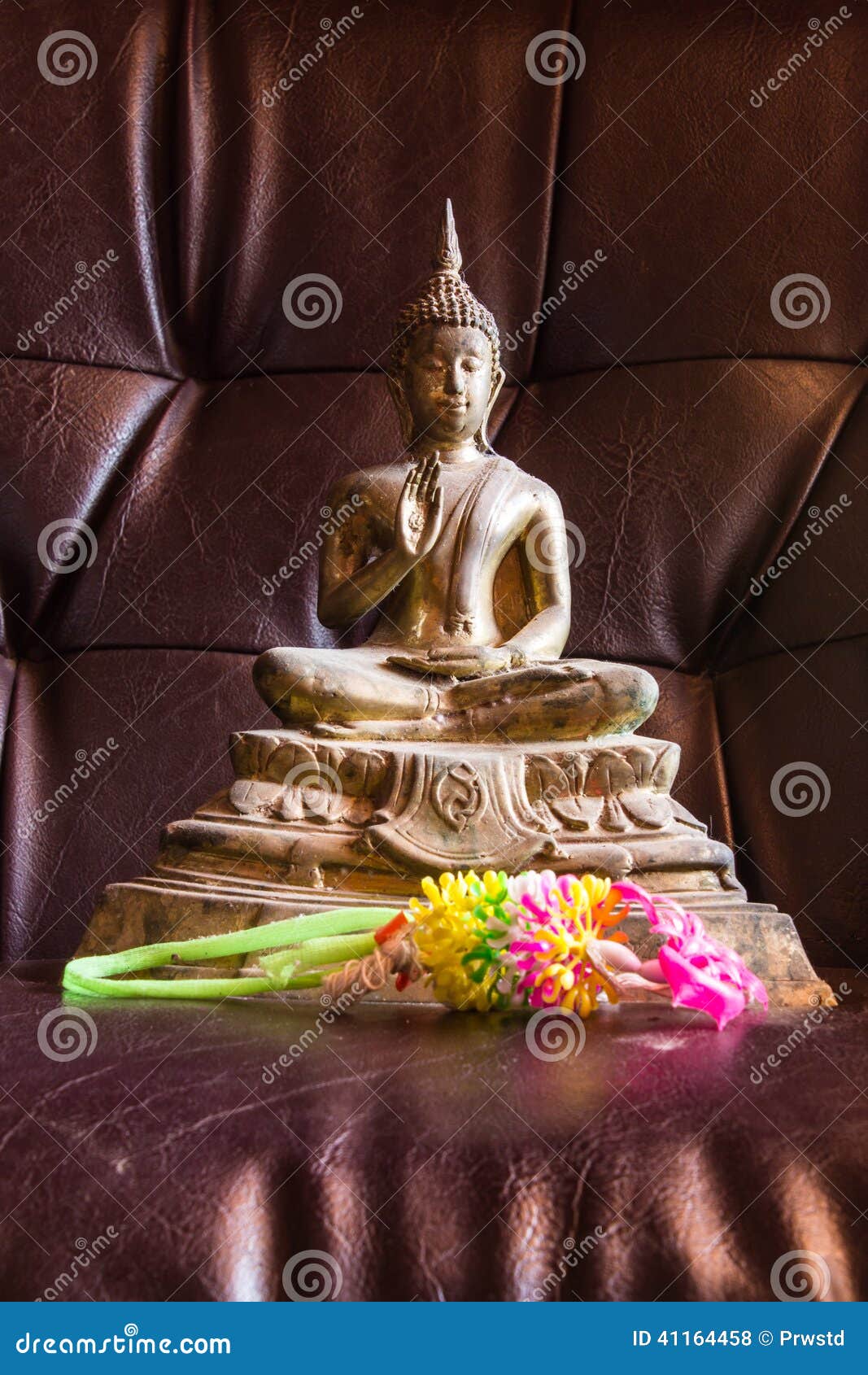 Still Life Buddha Statue with Garland Stock Photo - Image of aura ...