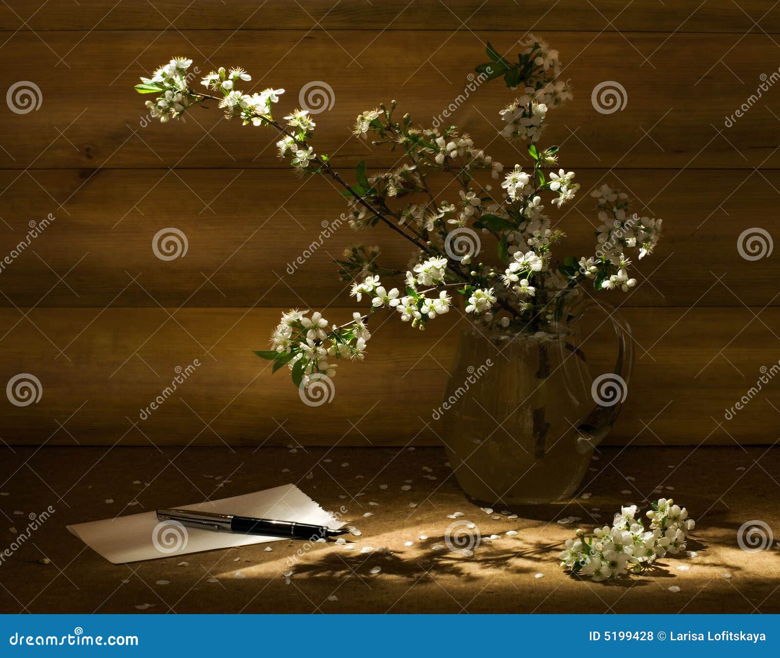 Still-life with a Cherry Branch Stock Photo - Image of paper, object ...