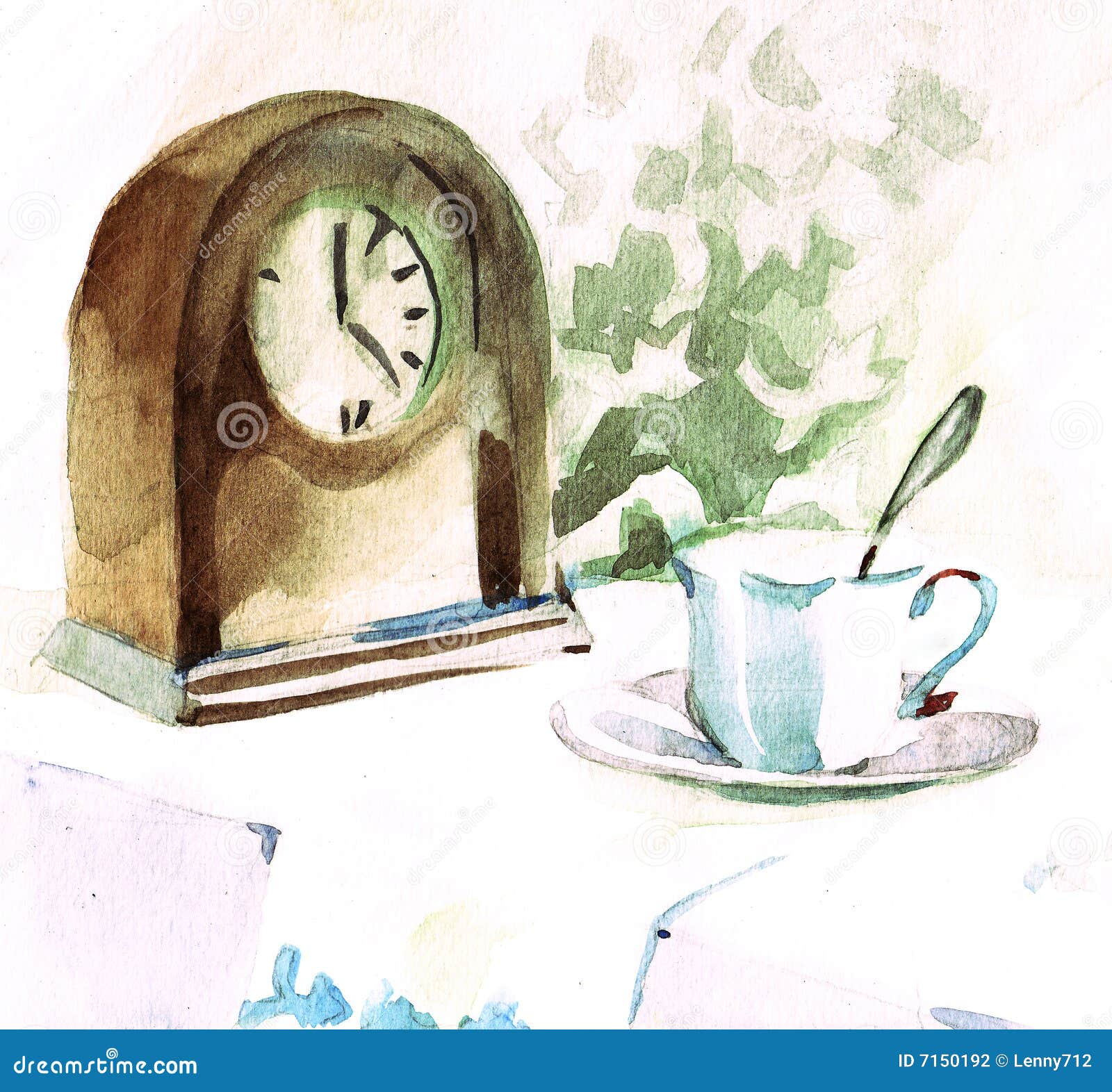 Still life with clock stock illustration. Illustration of design - 7150192