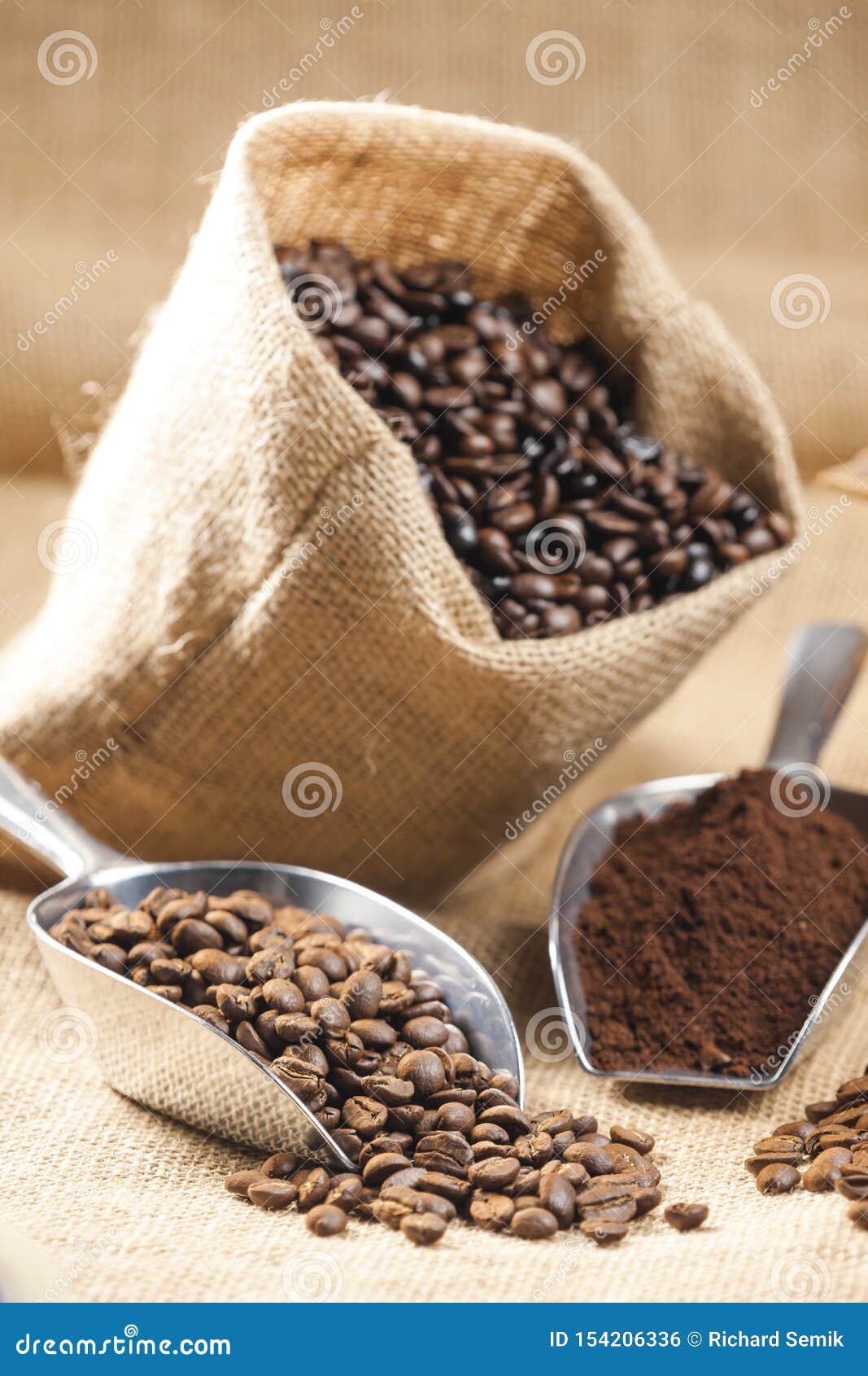 Still Life of Coffee Beans in Jute Bag Stock Photo - Image of jute ...