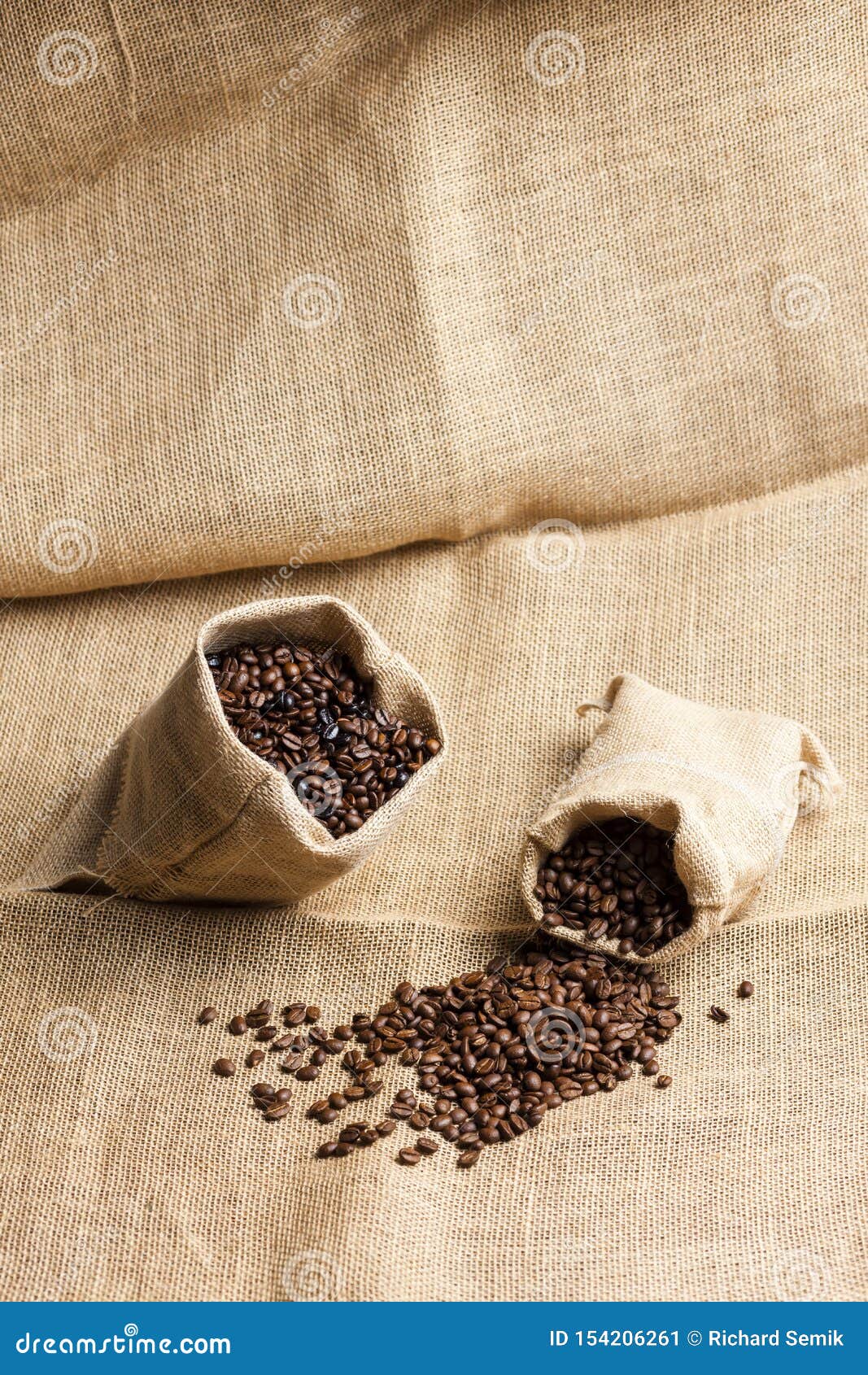 Still Life of Coffee Beans in Jute Bags Stock Image - Image of ...