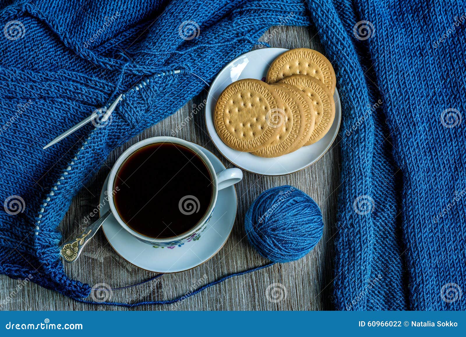 Still Life with Coffee and Knitting Stock Photo - Image of knit ...