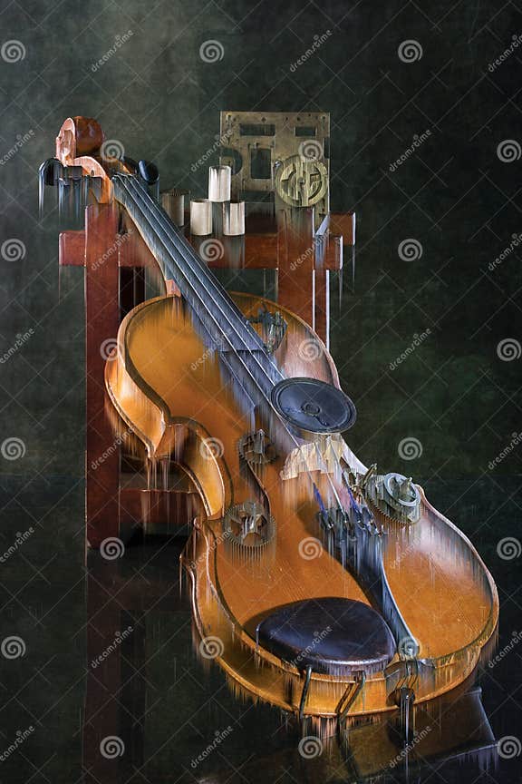 Still Life Crying Violin Violin, Stylization and Computer Processing ...