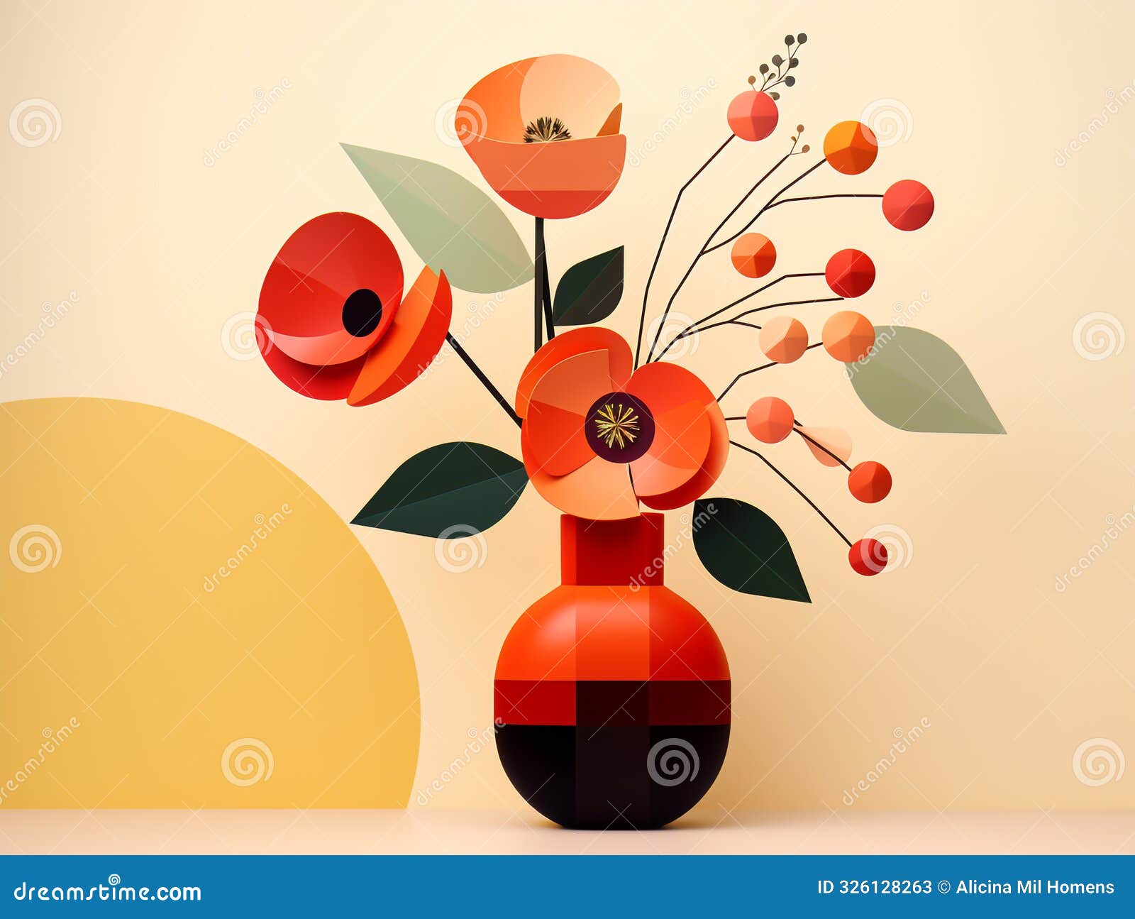 Still Life Cubism Illustration of Flowers Stock Illustration ...