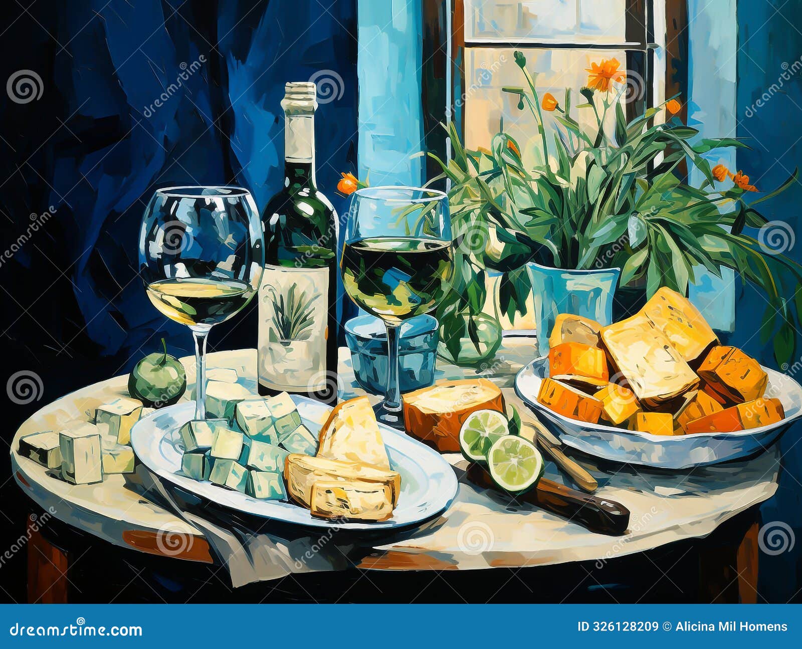Still Life Cubism Meal Illustration Stock Illustration - Illustration ...