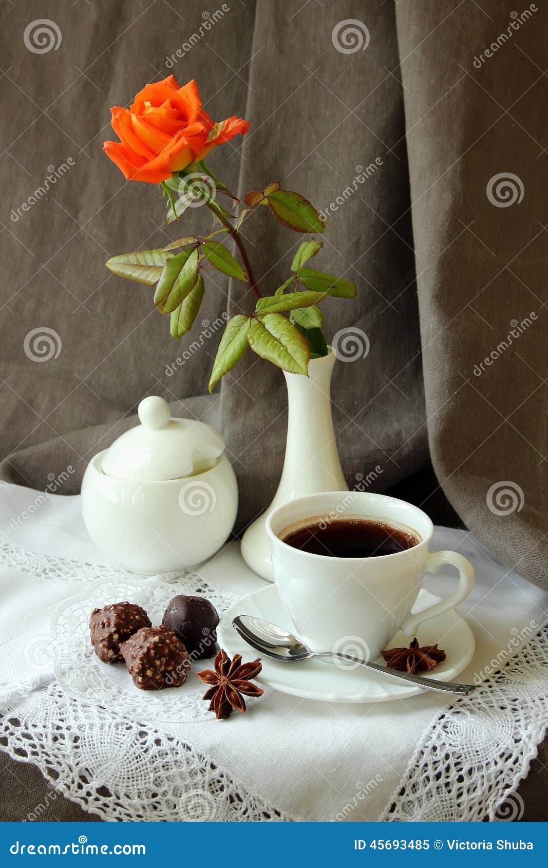 Still Life with Cup of Coffee Stock Image - Image of brown, table: 45693485