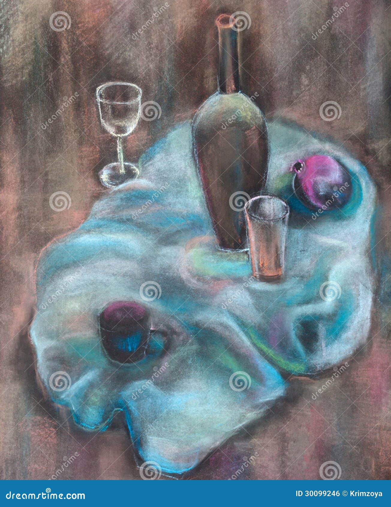 Still Life with a Dark Blue Cloth Stock Illustration - Illustration of ...