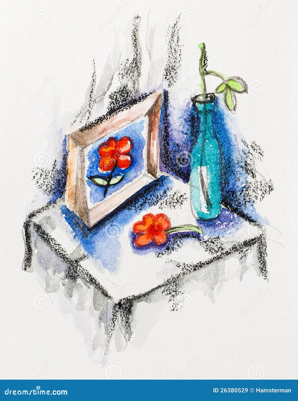 Still Life with Dead Flower, Vase and Picture Stock Illustration ...