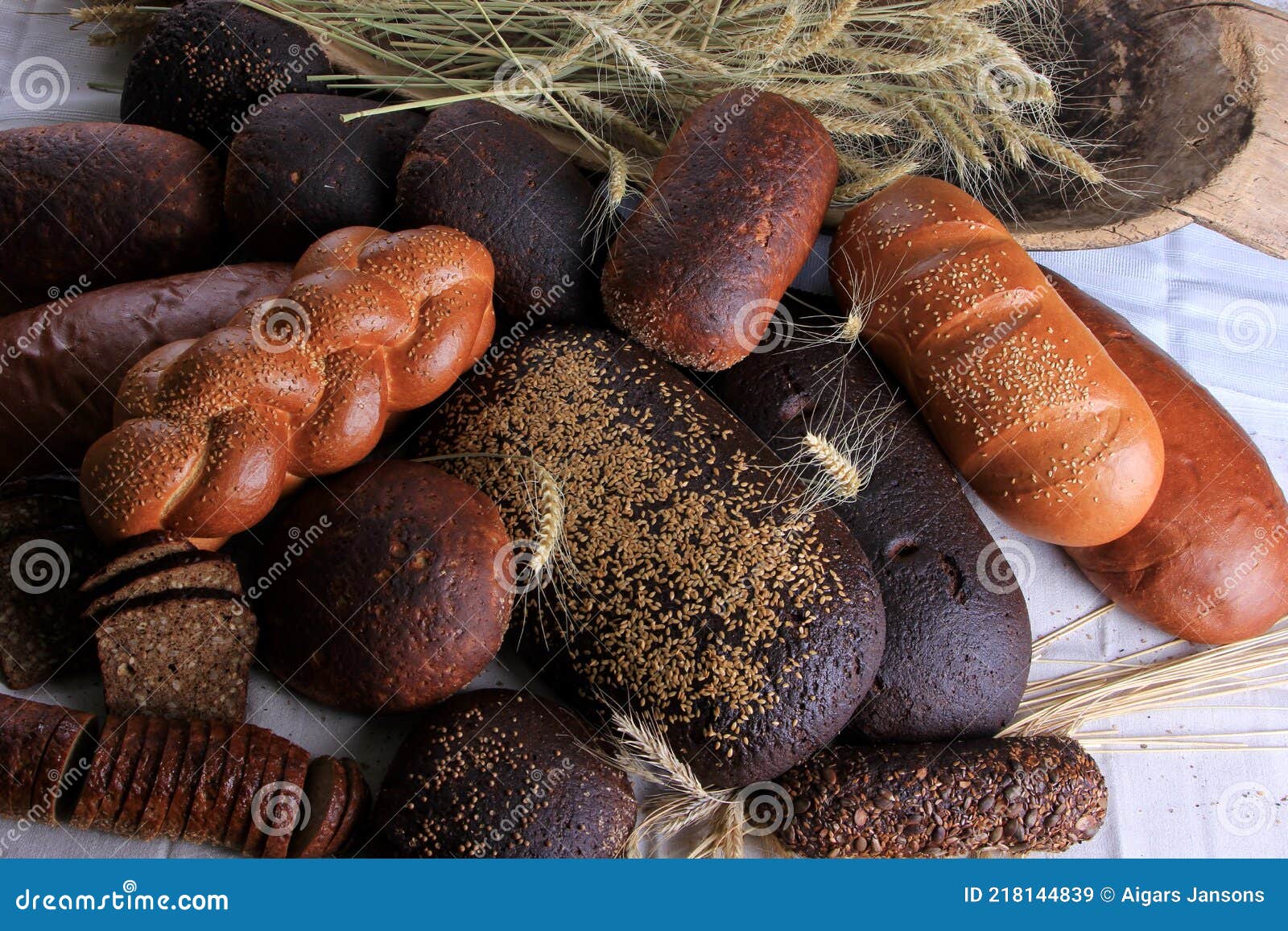 Still Life with Different Types of Bread: Black, Rye, White Bread ...