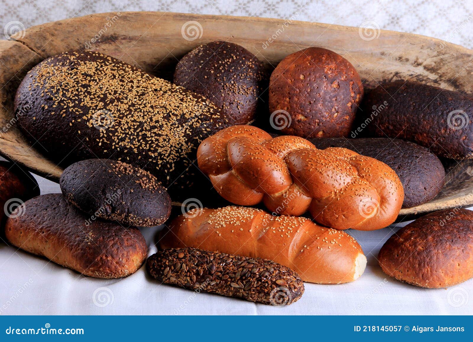 Still Life with Different Types of Bread: Black, Rye, White Bread ...