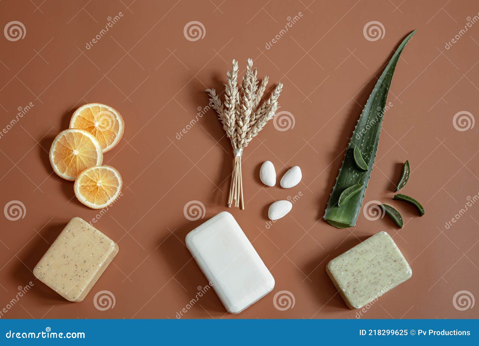Creative Spa Composition with Different Types of Soap Flat Lay Stock ...