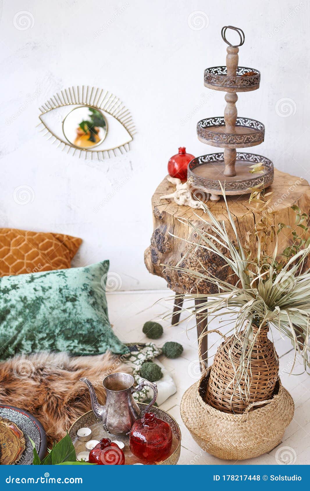 Still Life Dishes Pillows Art Stock Photo - Image of light, green ...