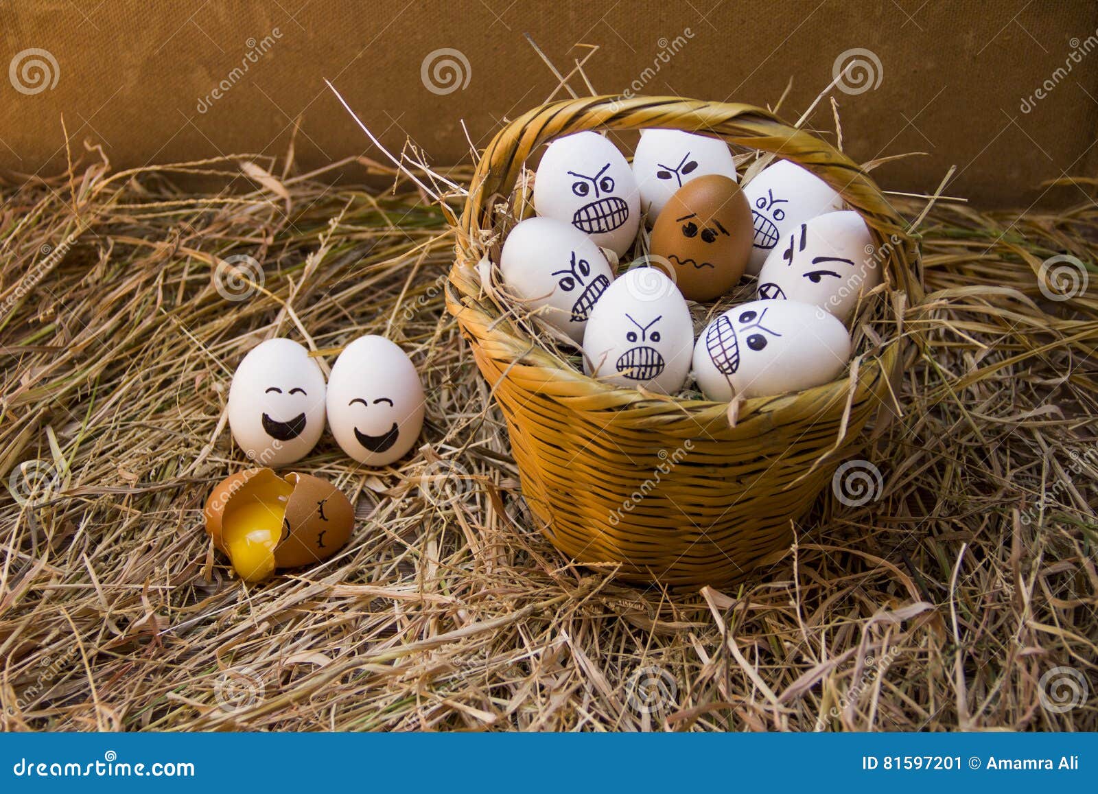 Still Life Eggs with Emotion the Basket Stock Image - Image of ...