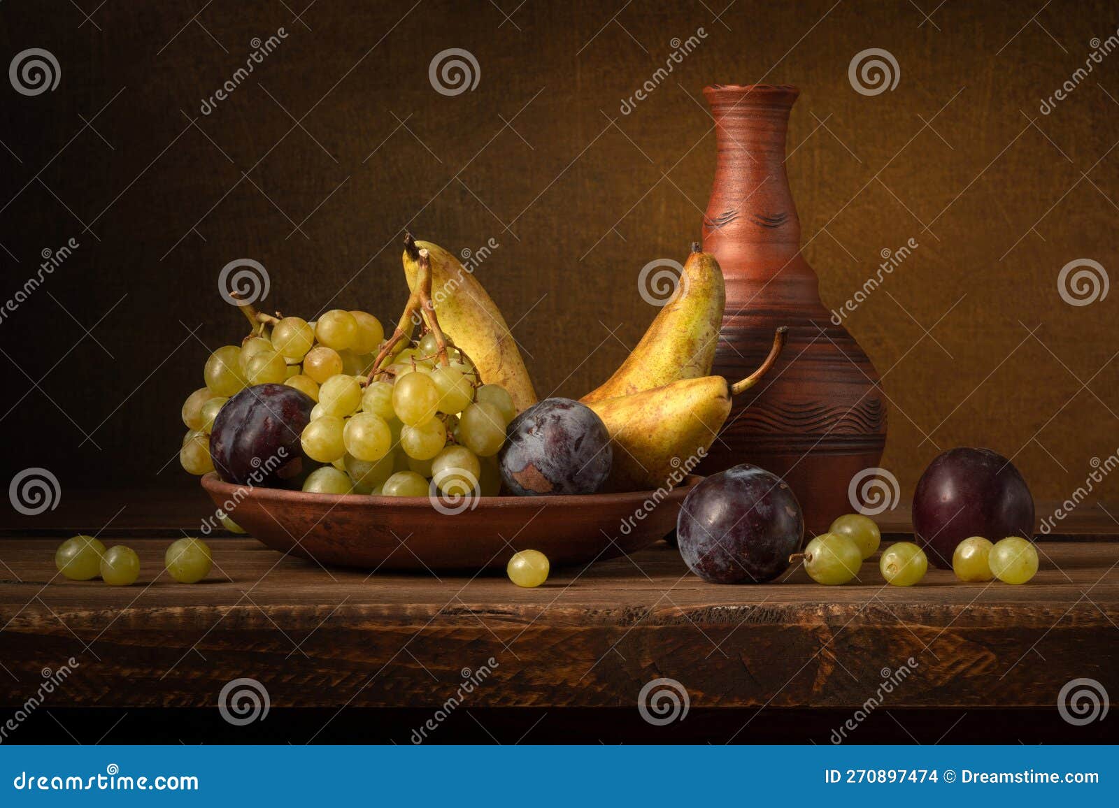 Still Life with Fruit in a Classic Style Stock Photo - Image of silver ...
