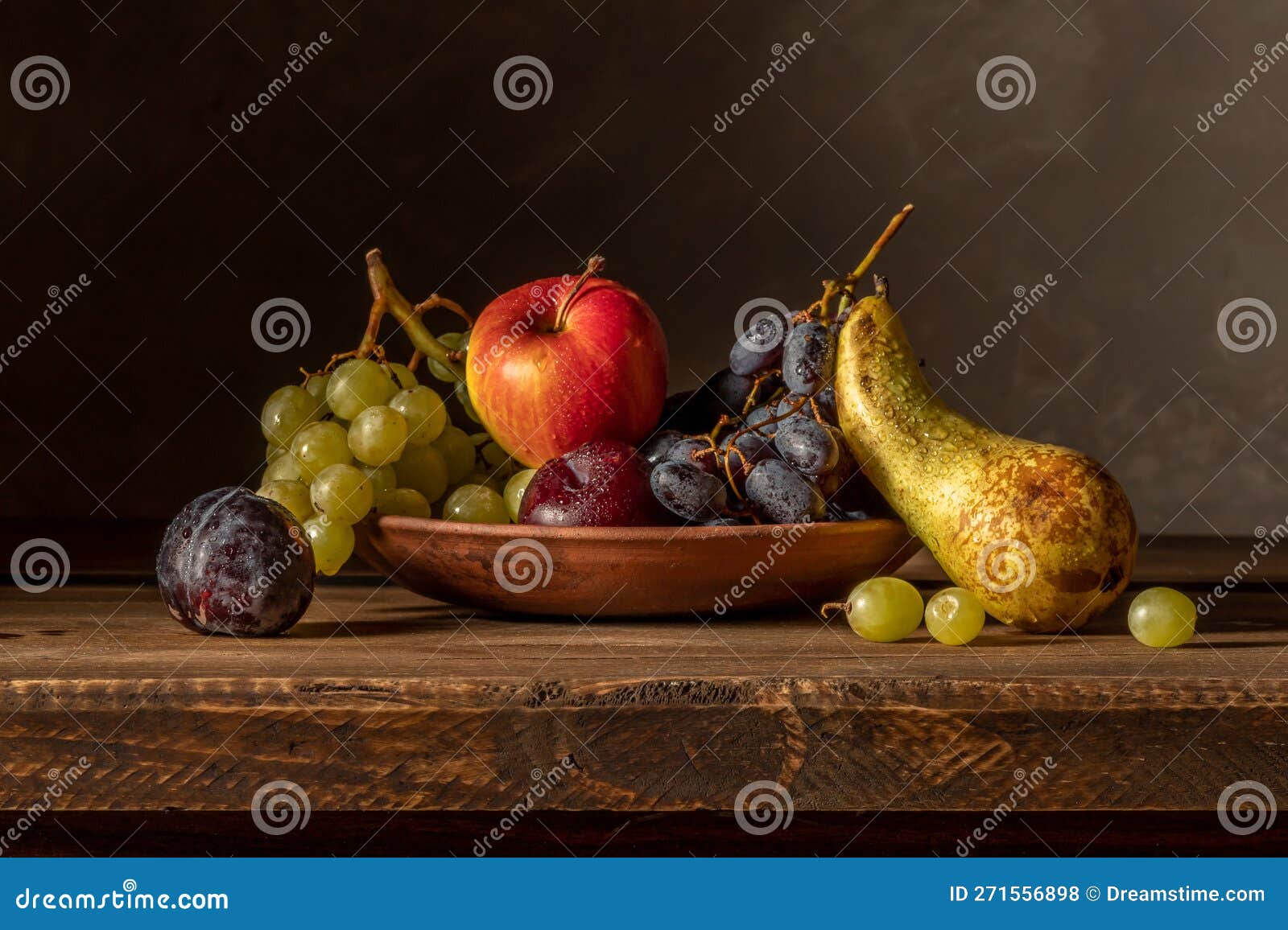 Still Life with Fruit in a Classic Style Stock Photo - Image of tasty ...
