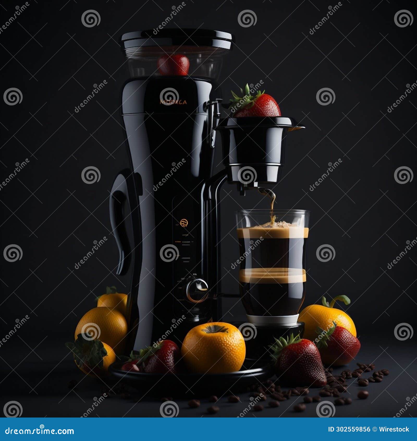 Still Life with Fruits and Blender Generative AI Stock Illustration ...