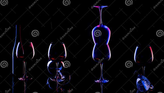 Still Life with Glass Objects on a Black Background Stock Image - Image ...