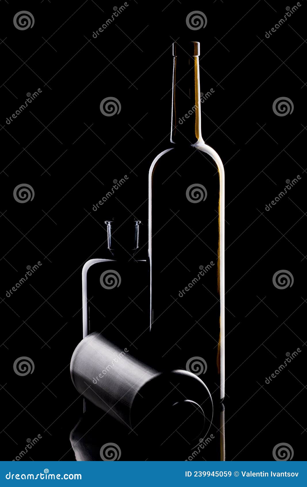 Still Life with Glass Objects on a Black Background Stock Image - Image ...