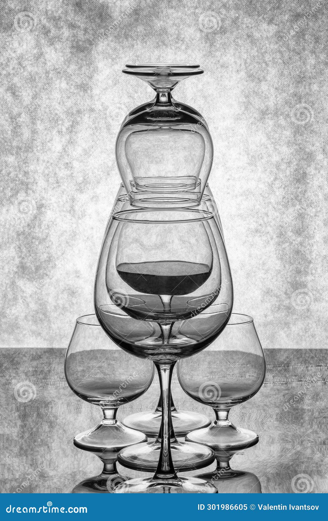 Still Life with Glass Objects on a Gray Background Stock Image - Image ...