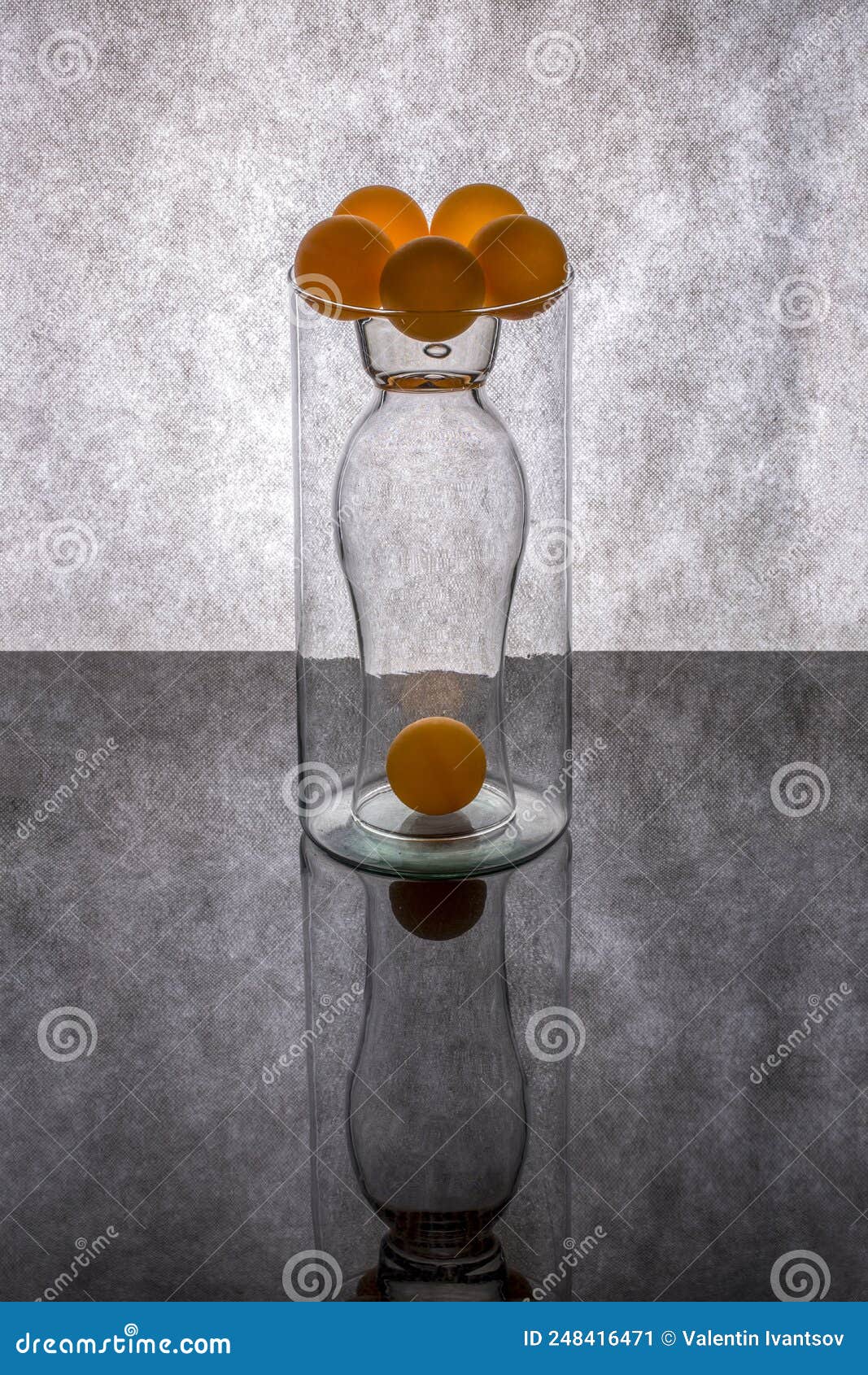 Still Life with Glass Objects and Orange Balls Stock Image - Image of ...