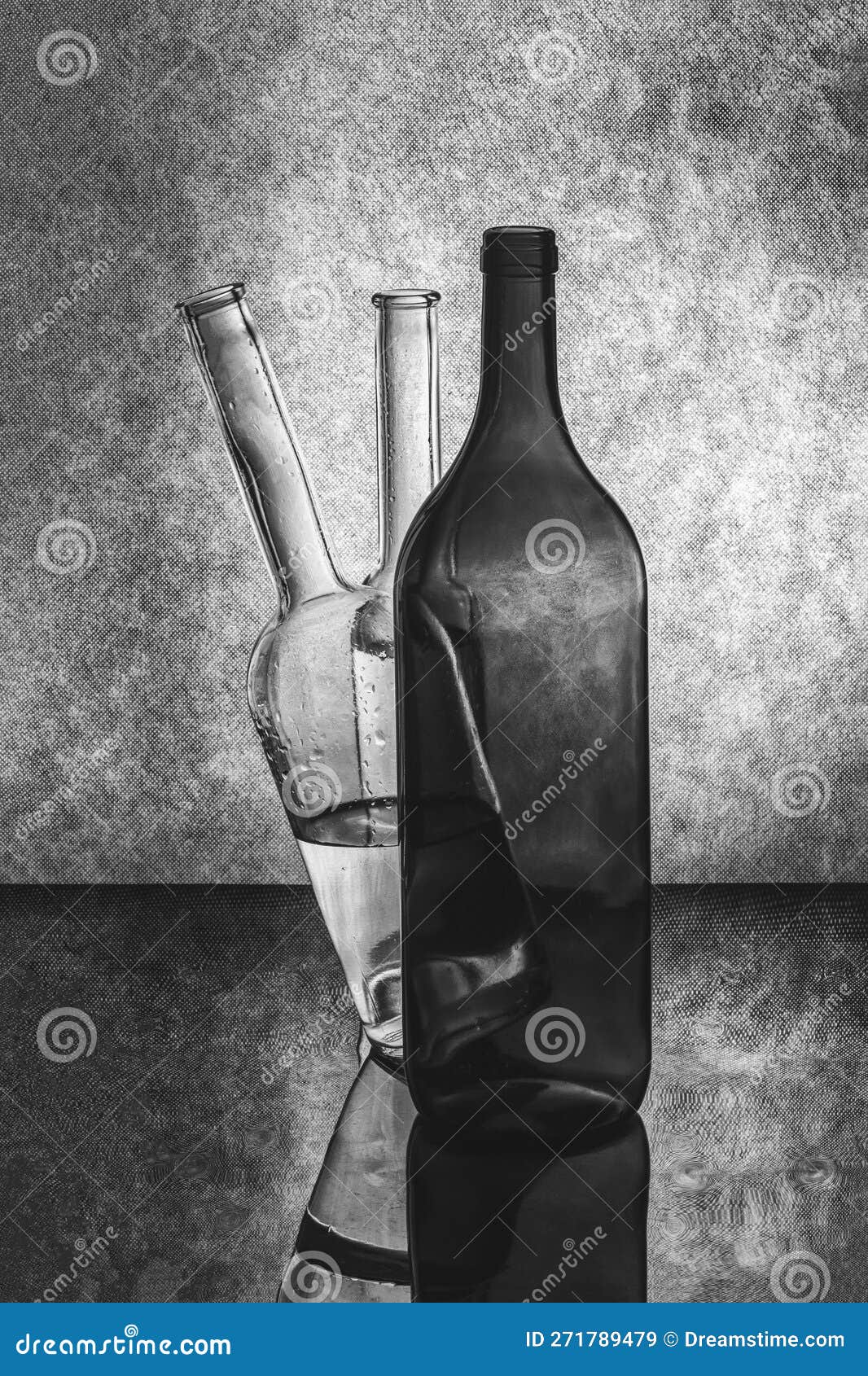 Still Life with Glassware with Liquid on Colored Background Stock Image ...