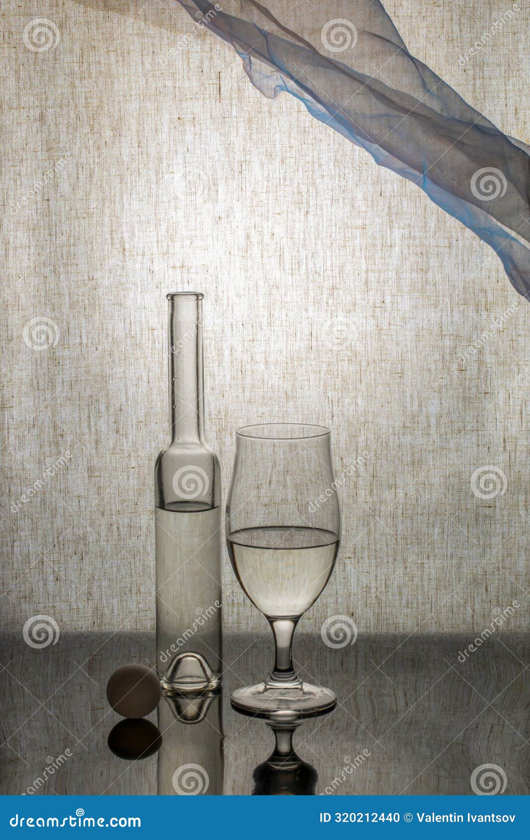 Still Life with Glassware and Transparent Cloth Stock Photo - Image of ...