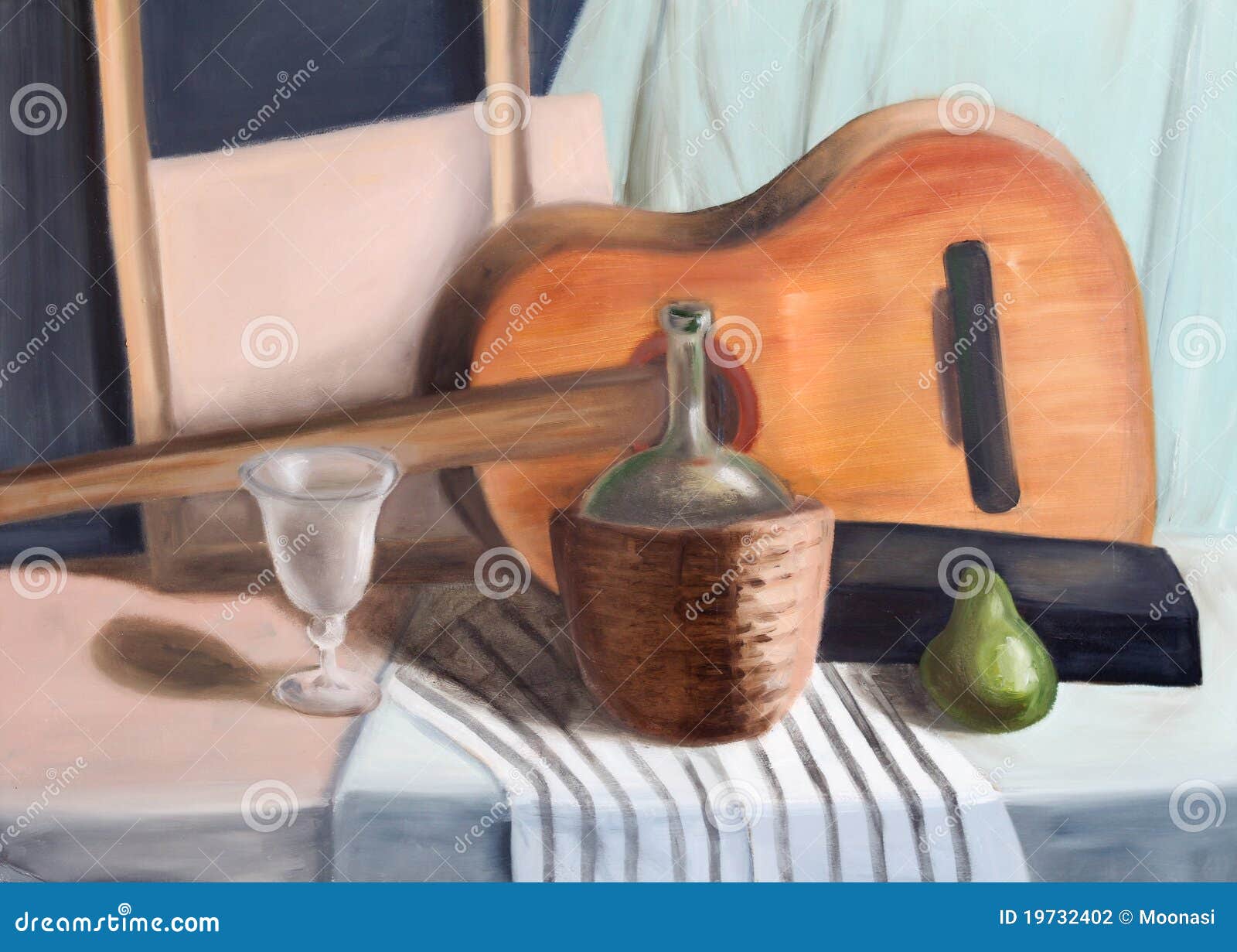 Still life with guitar stock illustration. Illustration of guitar ...